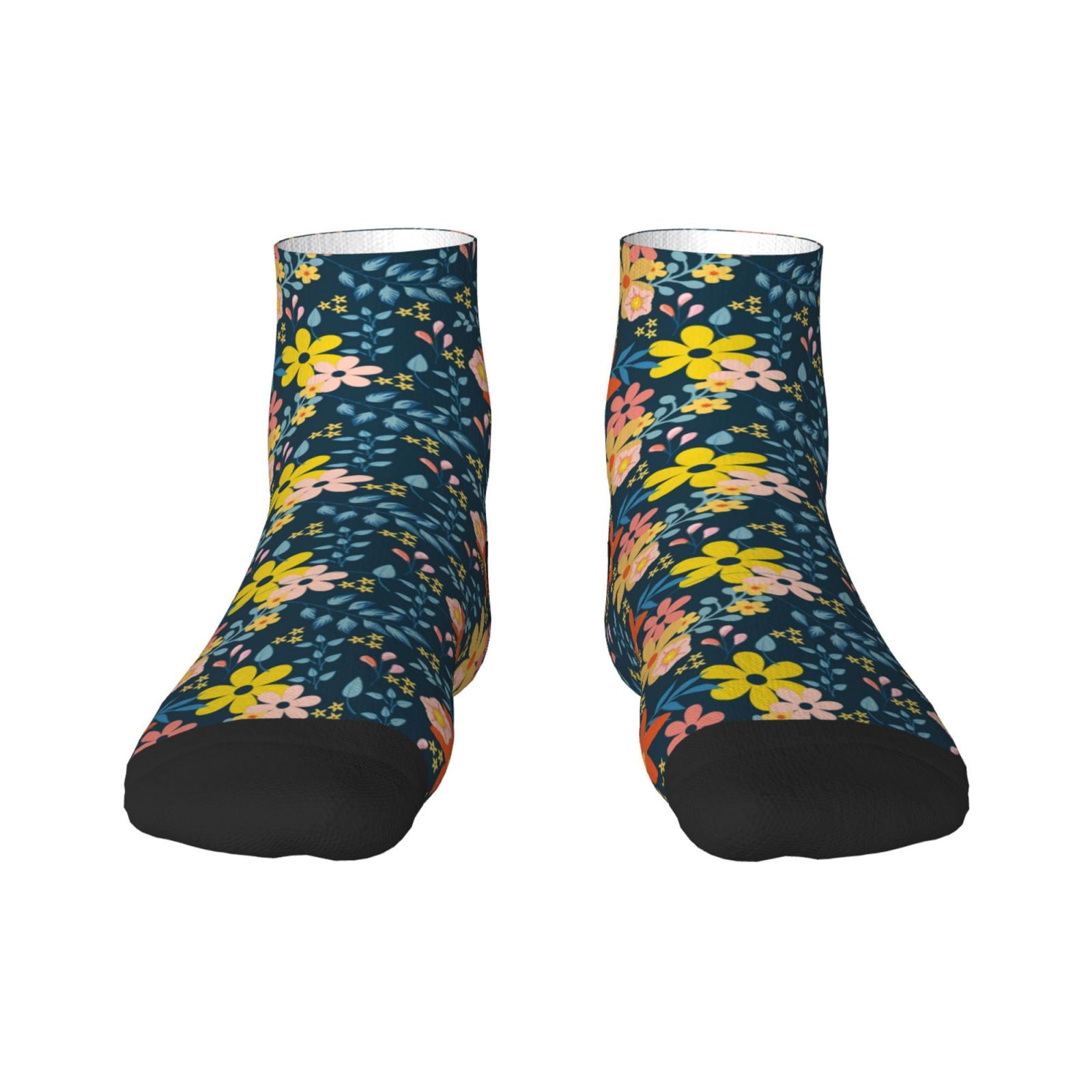 Bingfone Blue Floral Design Patterned Men'S Women'S Casual Cotton Socks ...