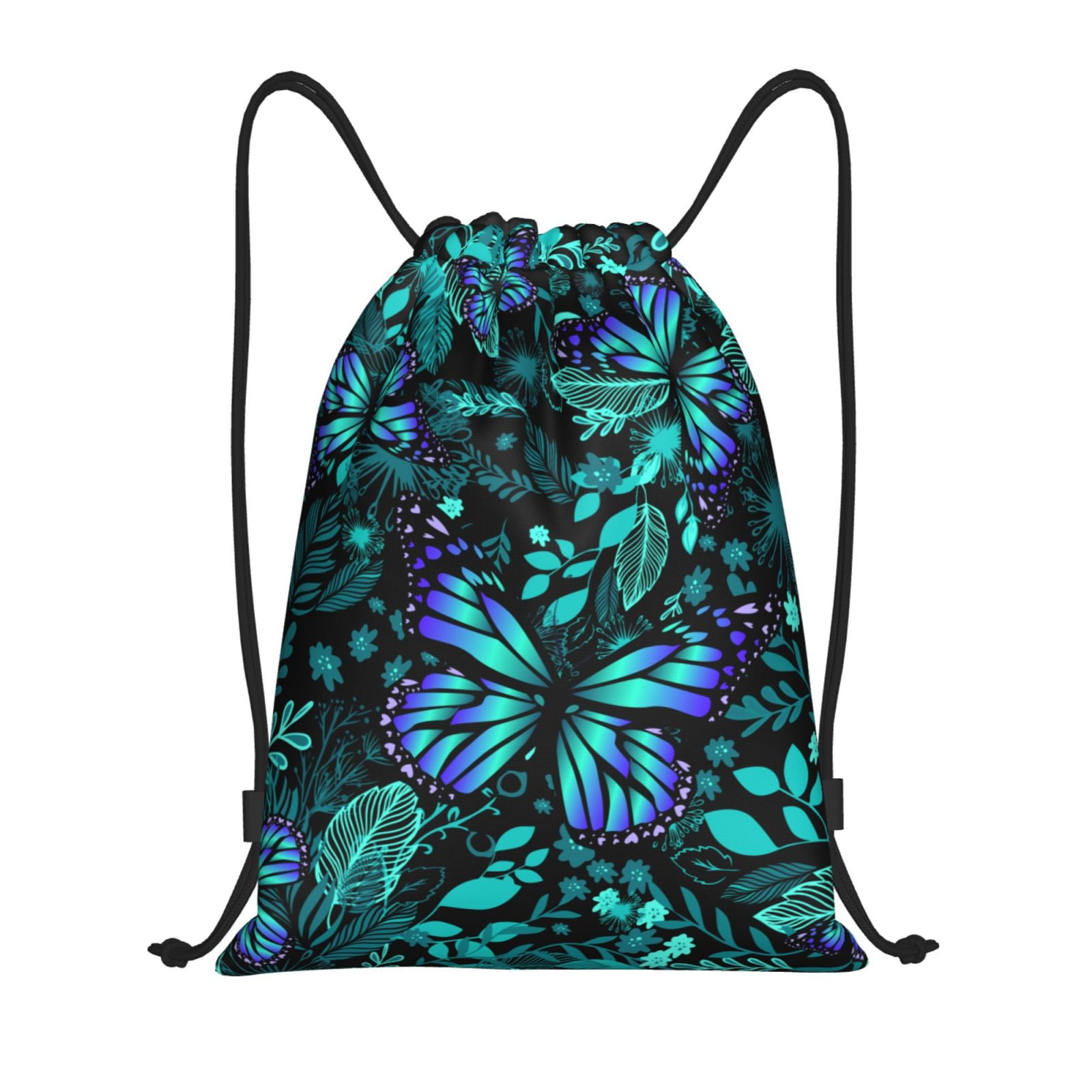 Bingfone Blue Floral With Butterflies Drawstrings Backpacks Bags For ...