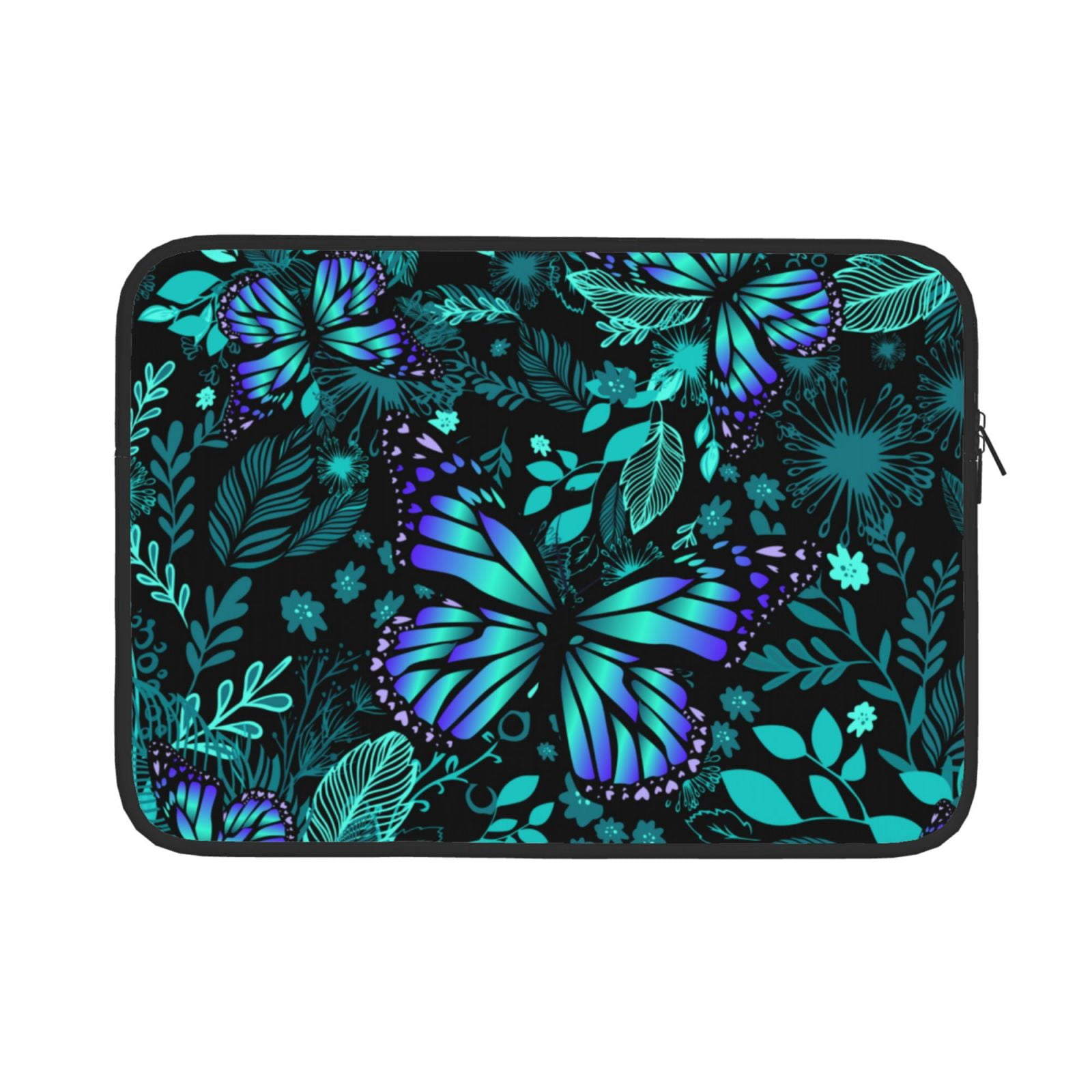 Bingfone Blue Floral With Butterflies Laptop Sleeve Case 13 Inch, 360 ...