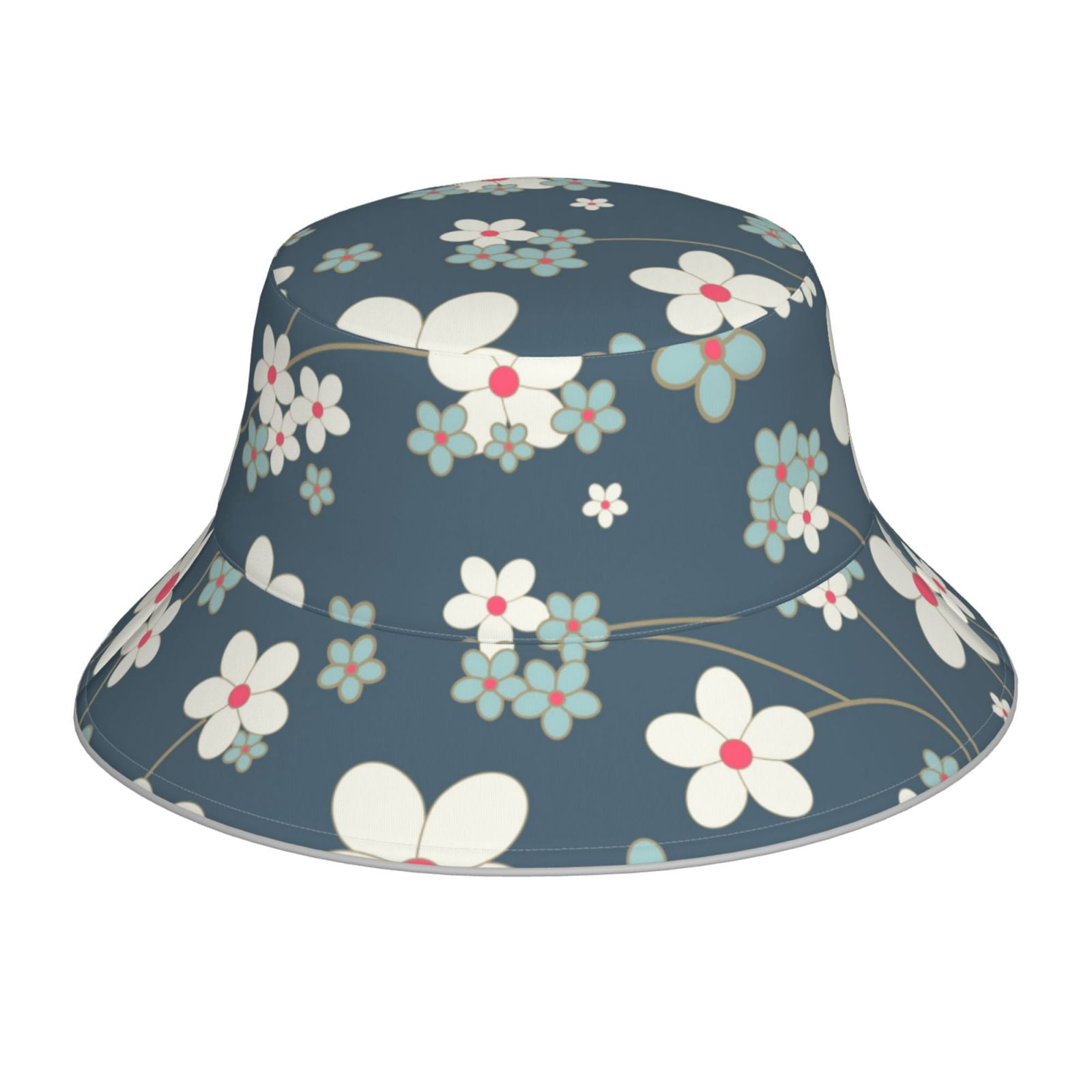 Bingfone Blue Flower Bucket Hat For Men Women,Packable Reversible ...