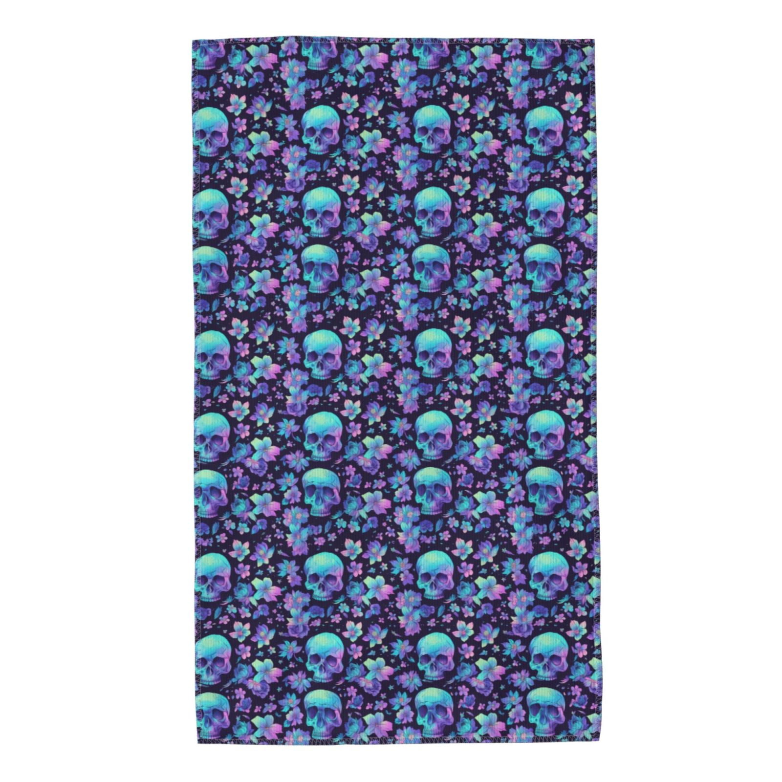 Bingfone Blue Flower Skull Ultra Absorbent & Soft Hand Towels for Bath ...