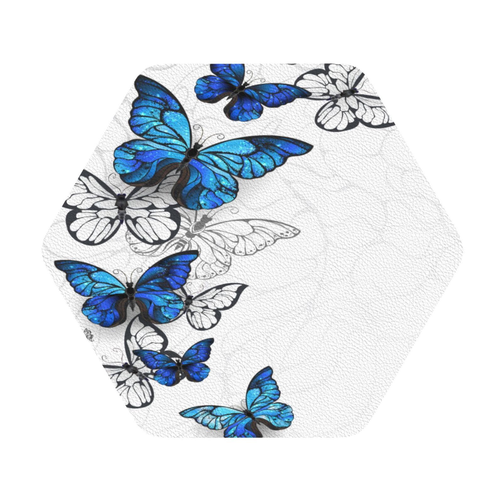 Bingfone Blue Flying Butterflies Personalized Coaster Set 4 For Drinks ...