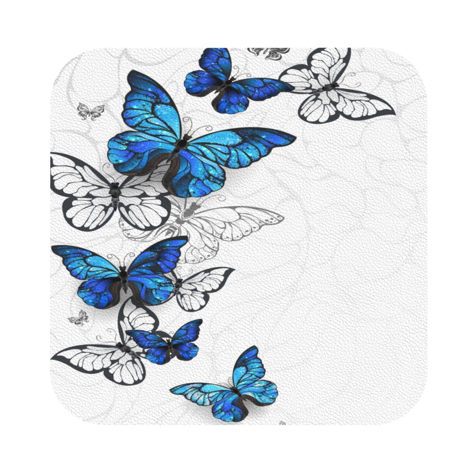 Bingfone Blue Flying Butterflies Personalized Coaster Set 4 For Drinks ...