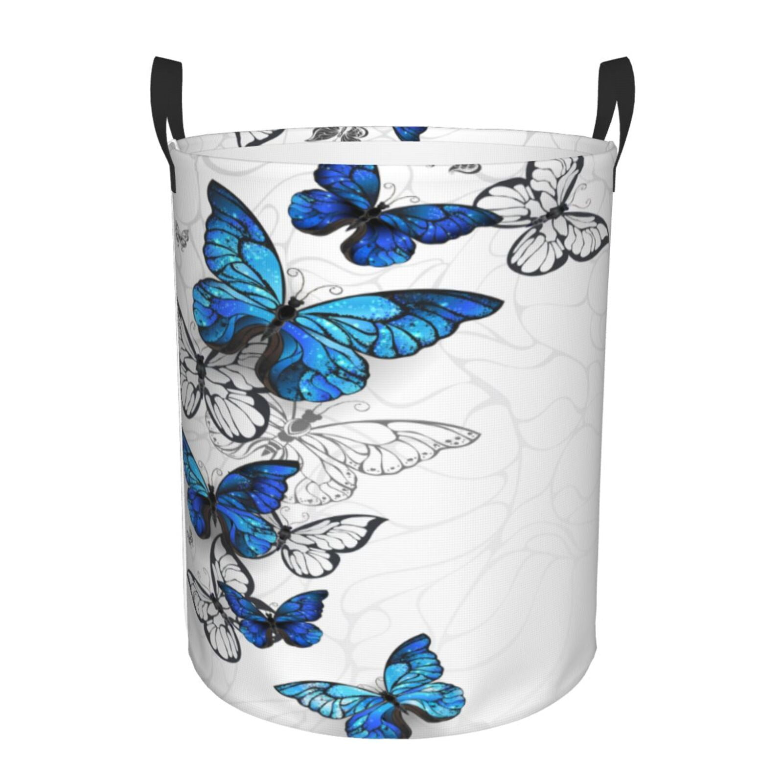 Bingfone Blue Flying Butterflies Waterproof Foldable Laundry Hamper ...