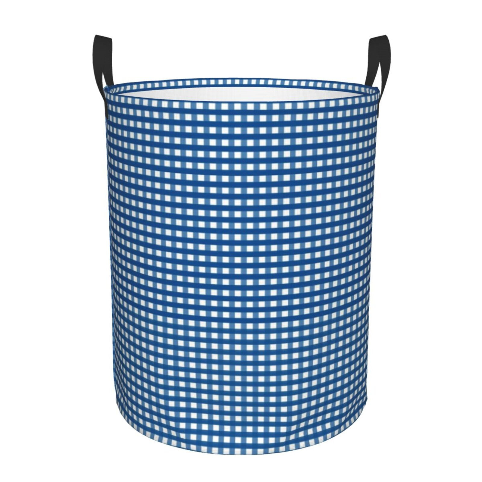 Bingfone Blue Gingham Waterproof Foldable Laundry Hamper Bucket With ...
