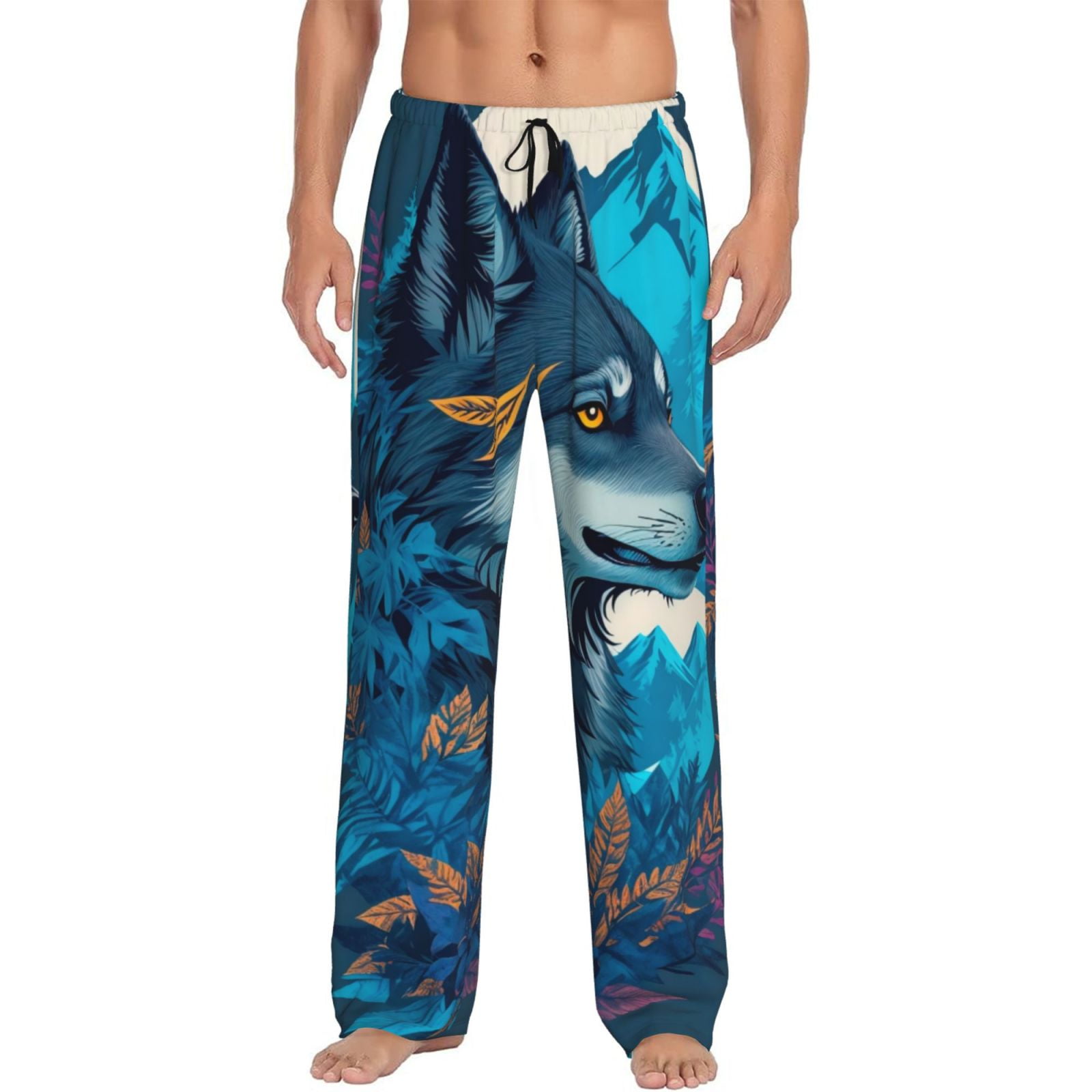 Bingfone Blue Iceberg Leaf Wolf Mens All Over Print Sleep Pajama Pants ...