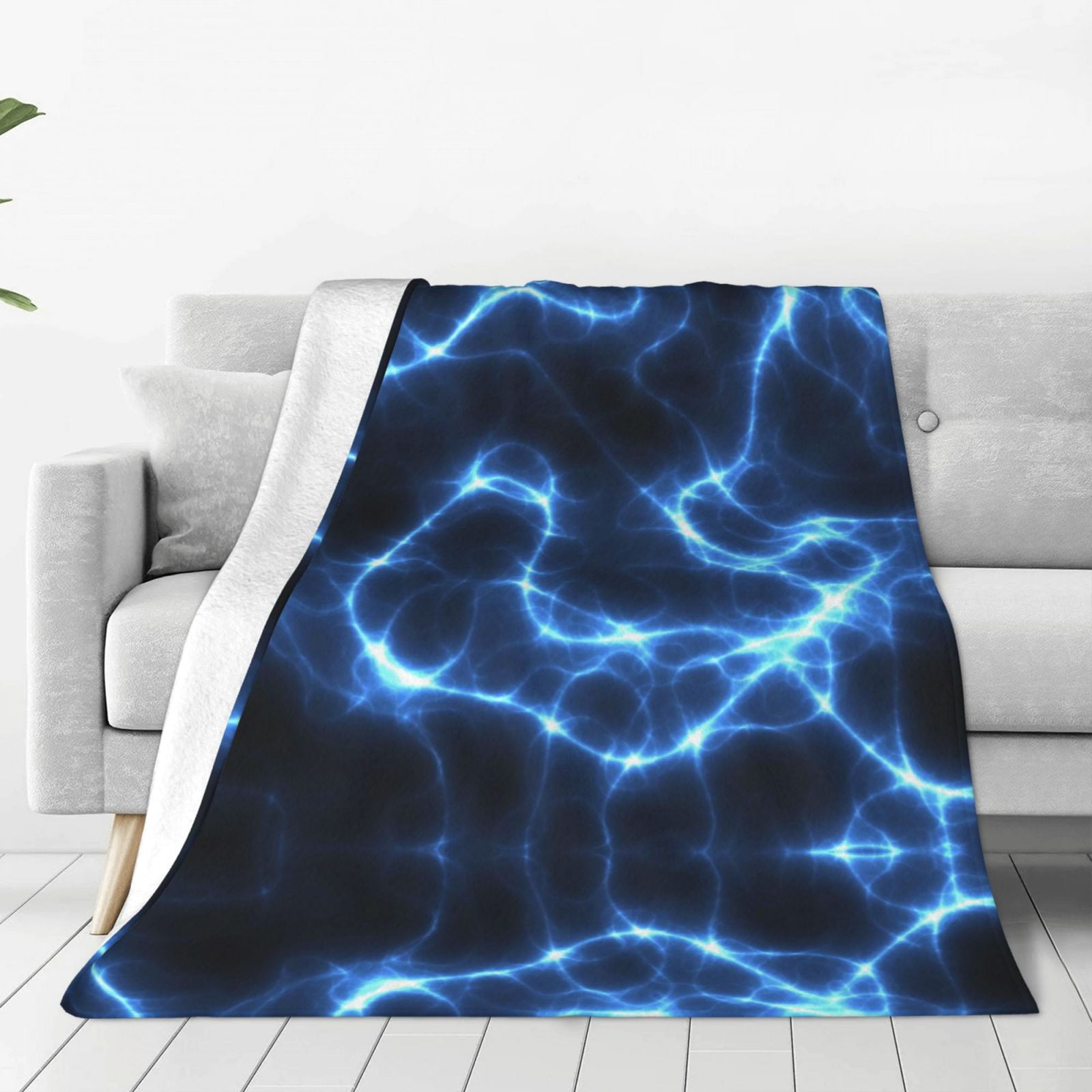 Bingfone Blue Lightning Print Flannel Fleece Blanket Throw Blanket For ...