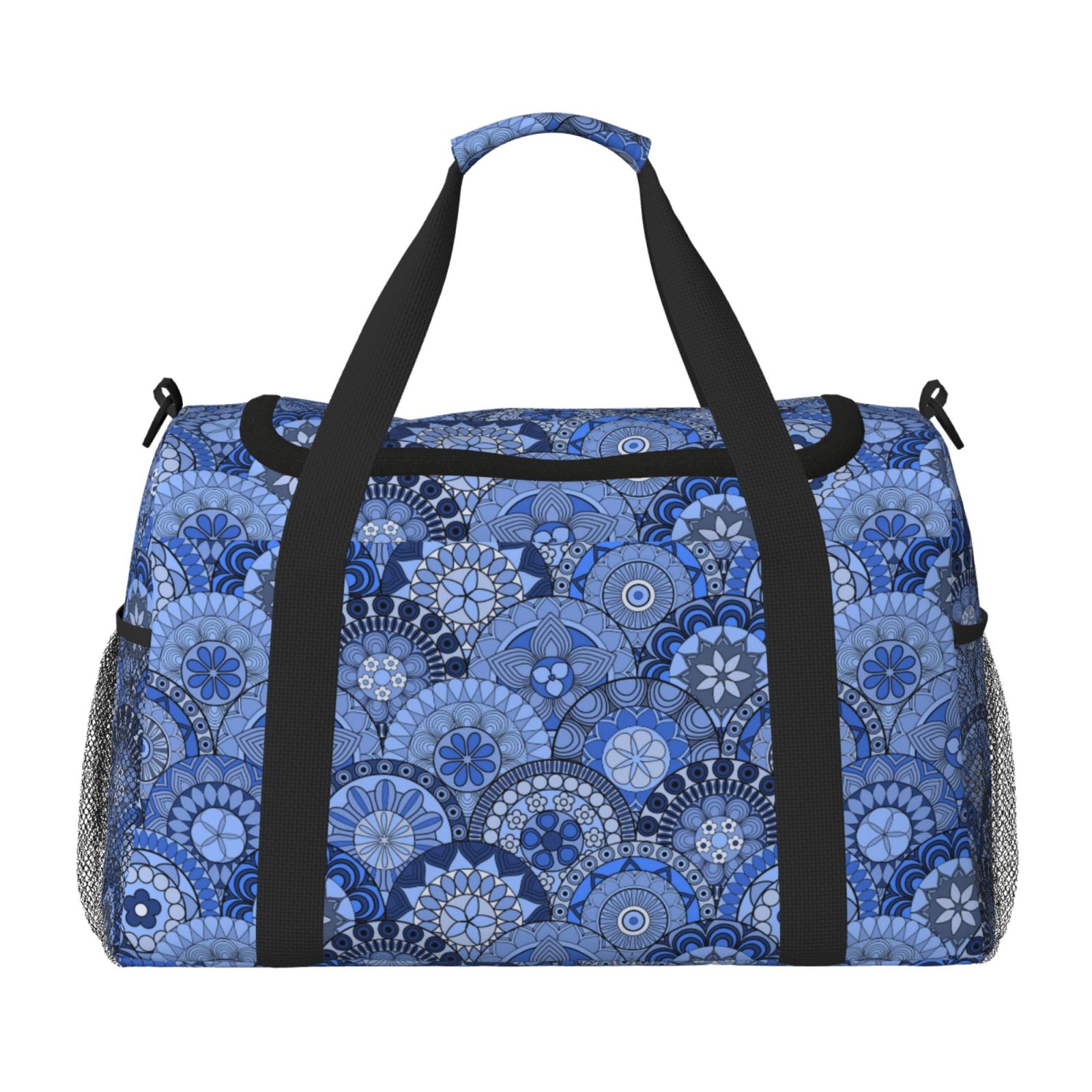 Bingfone Blue Mandala Harmony Print Travel Duffel Tote Bag,Waterproof ...