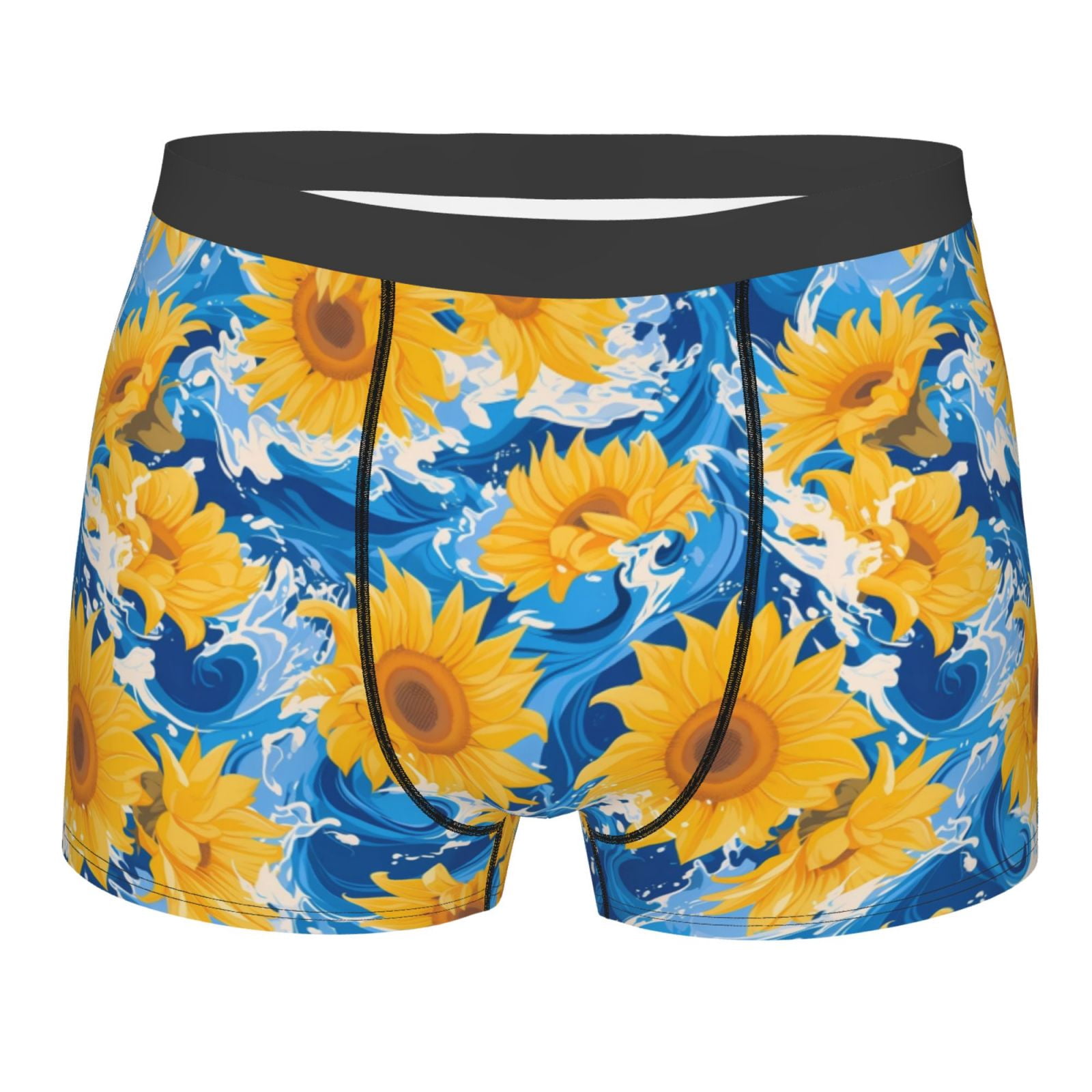 Bingfone Blue Ocean Wave Sunflower Men's Underwear - Casual Stretch ...