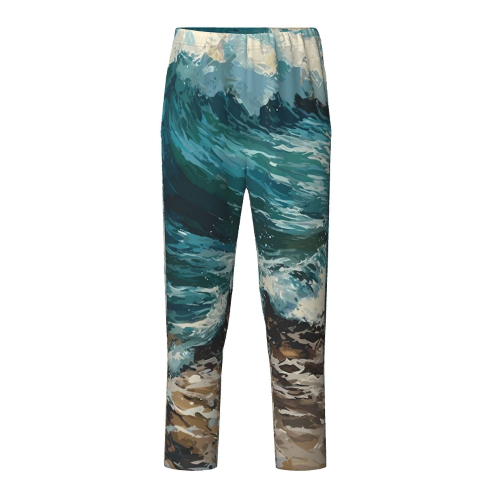 Bingfone Blue Ocean Waves Print Boys Girls Pajama Pants Lounge Pants ...