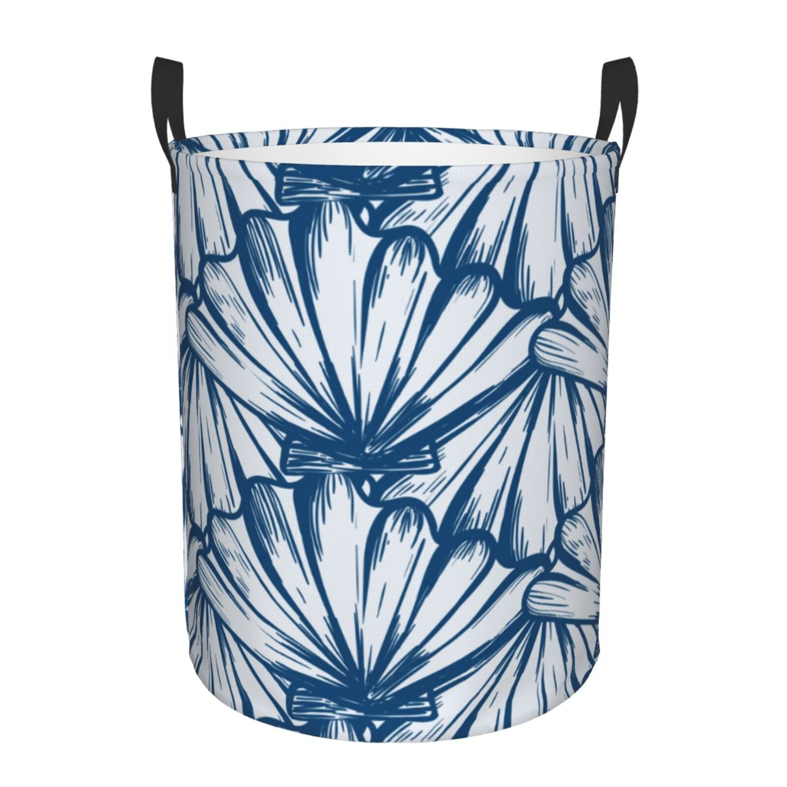 Bingfone Blue Shells Waterproof Foldable Laundry Hamper Bucket With ...