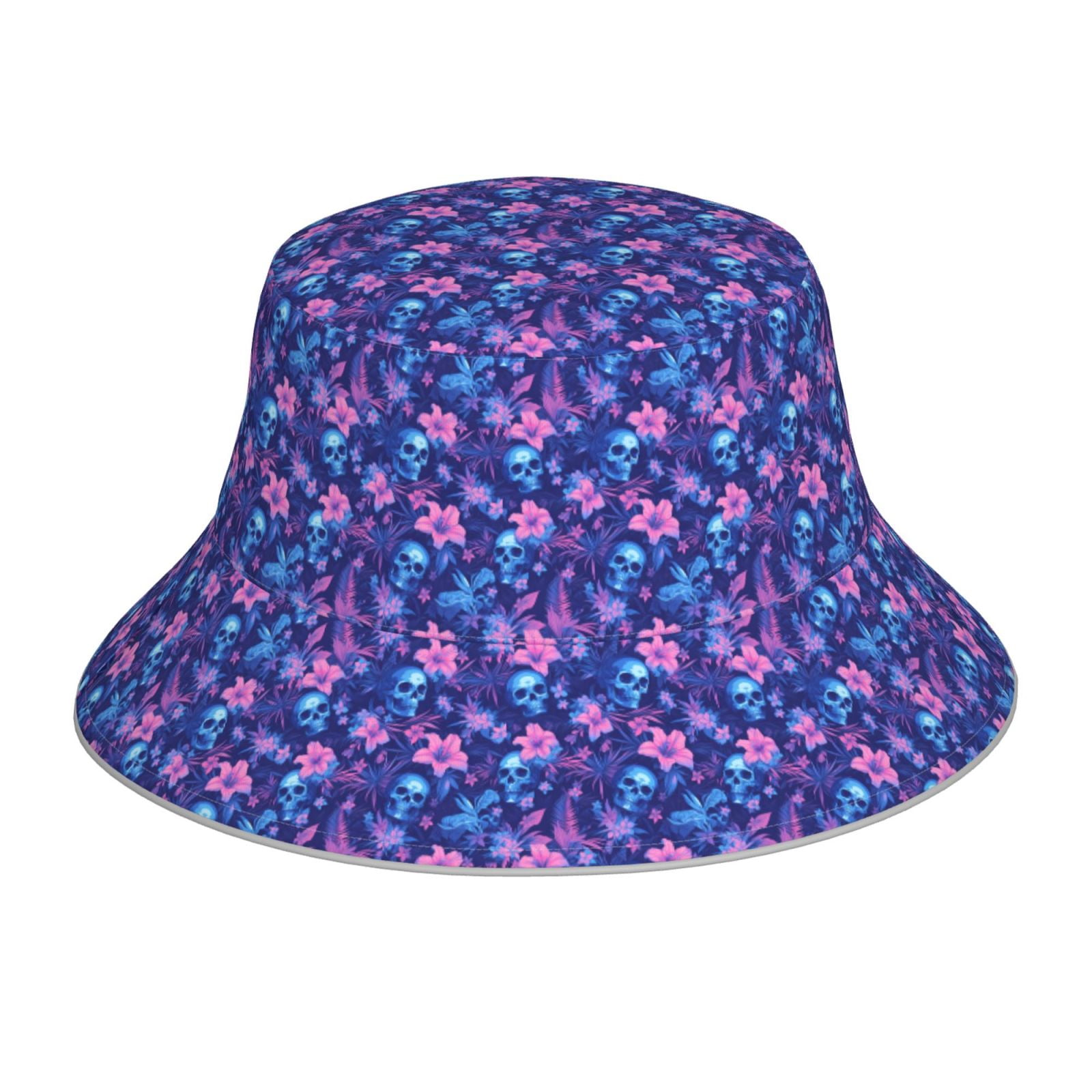 Bingfone Blue Skull Leaf Bucket Hat for Men Women,Packable Reversible ...