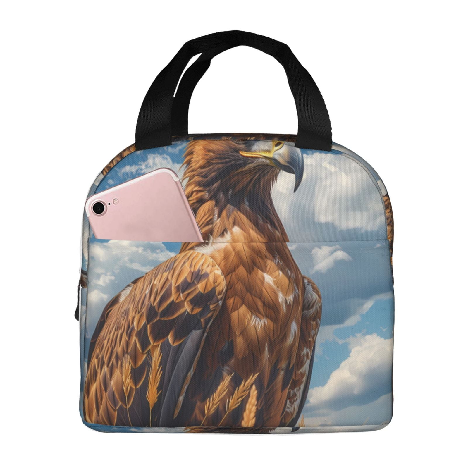 Bingfone Blue Sky White Cloud Eagle Print Lunch Bag Insulated Lunch Box ...