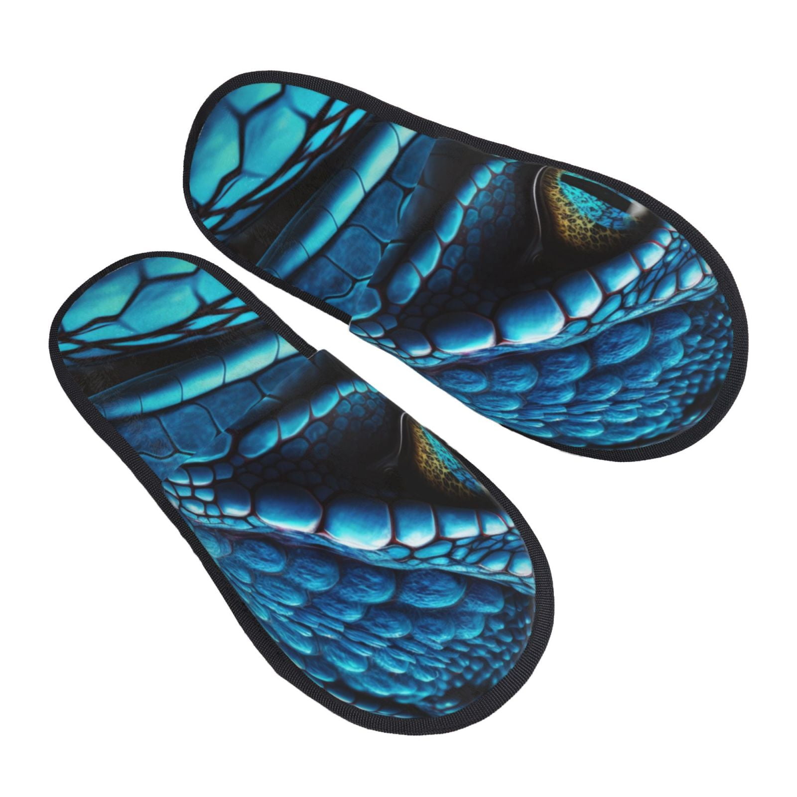 Bingfone Blue Viper Snake Closeup Face House Slippers for Women Men ...
