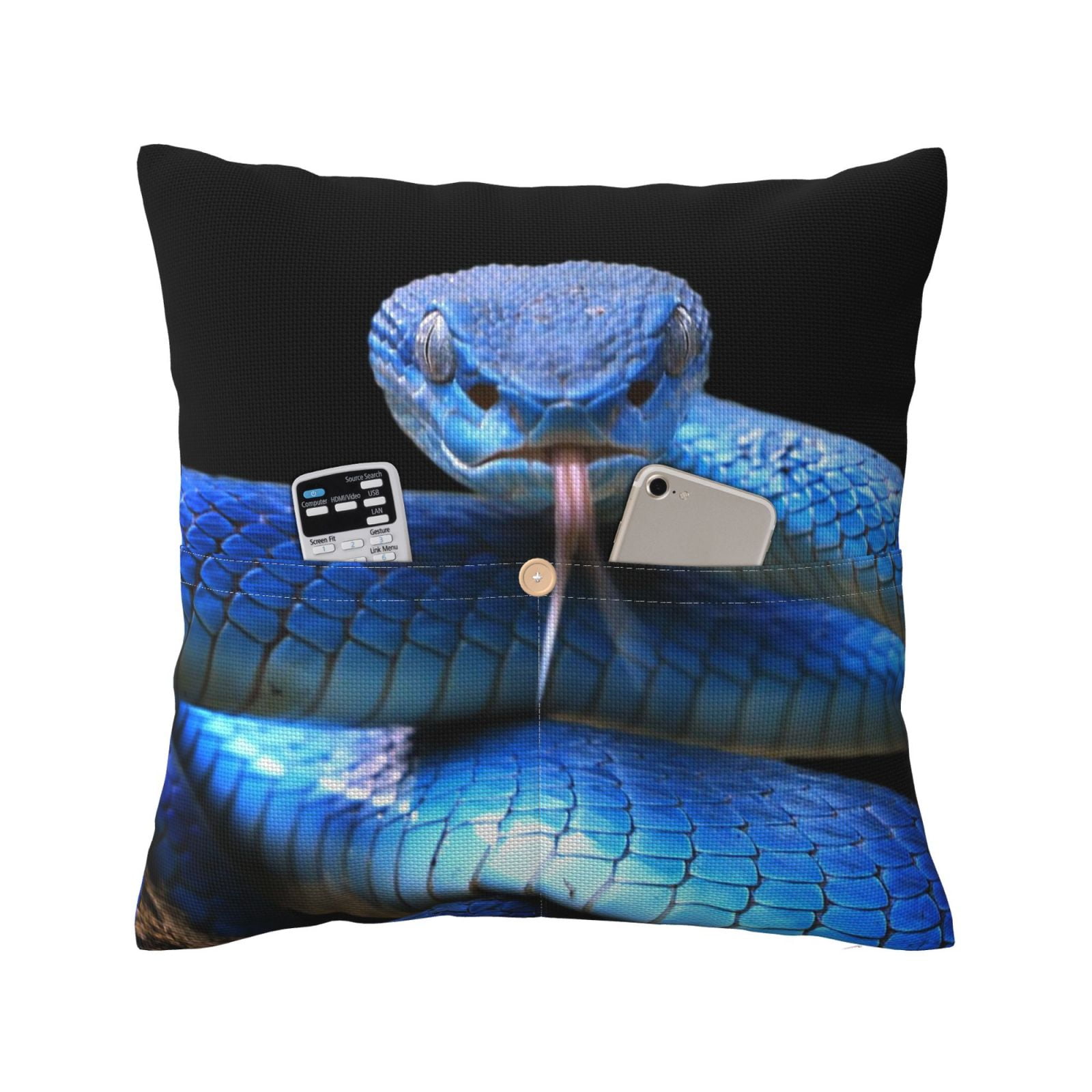 Bingfone Blue Viper Snake Linen Throw Pillow Covers Cushion Case Pocket ...