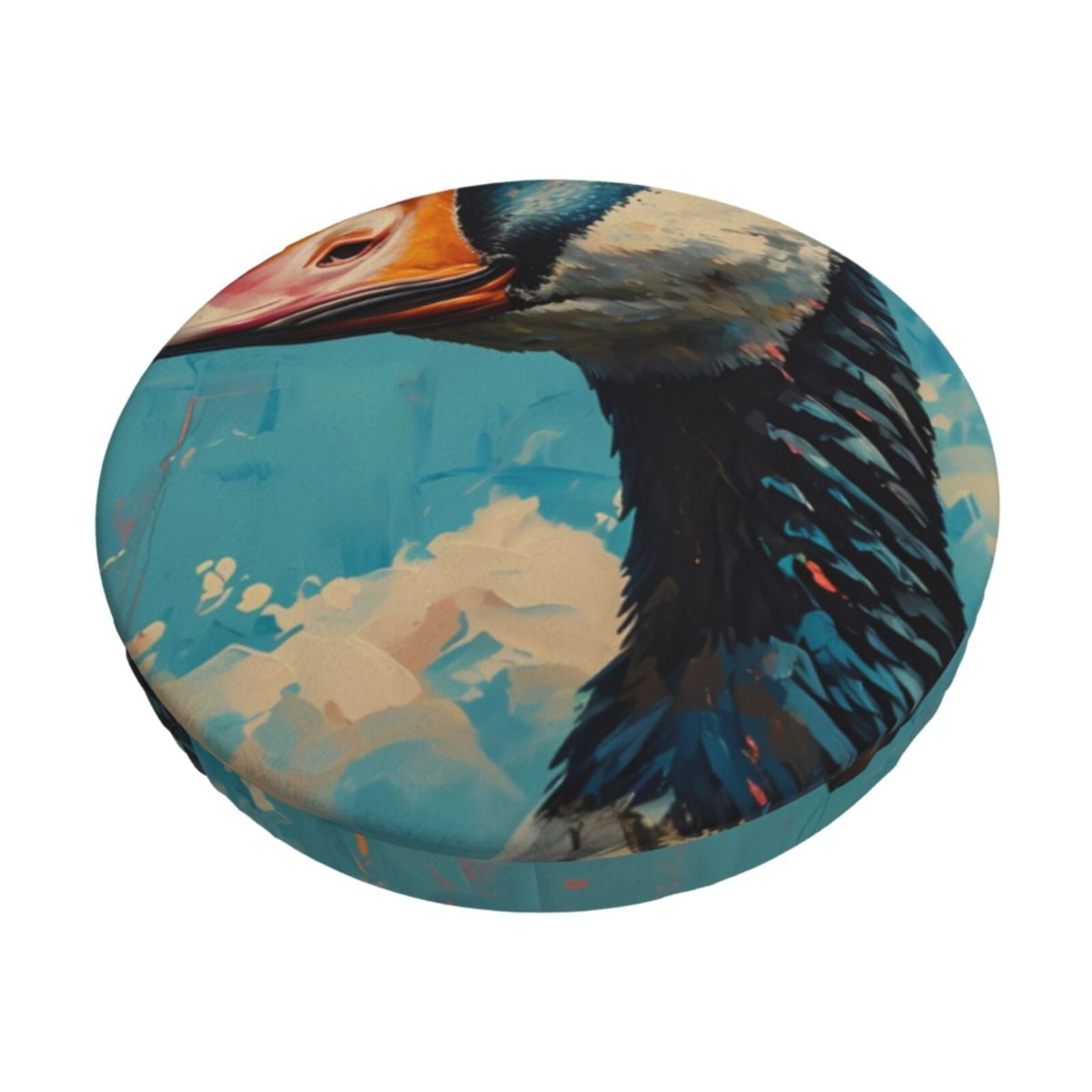Bingfone Blue Watercolor Duck Padded Round Bar Stool Cover Cushion with ...