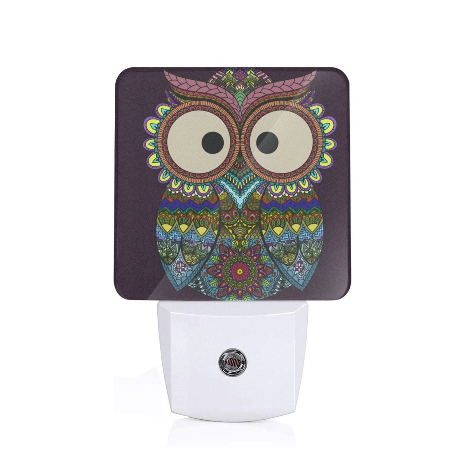 Bingfone Boho Owl Print Night Lights Plug into Wall,Dusk to Dawn,Bright ...