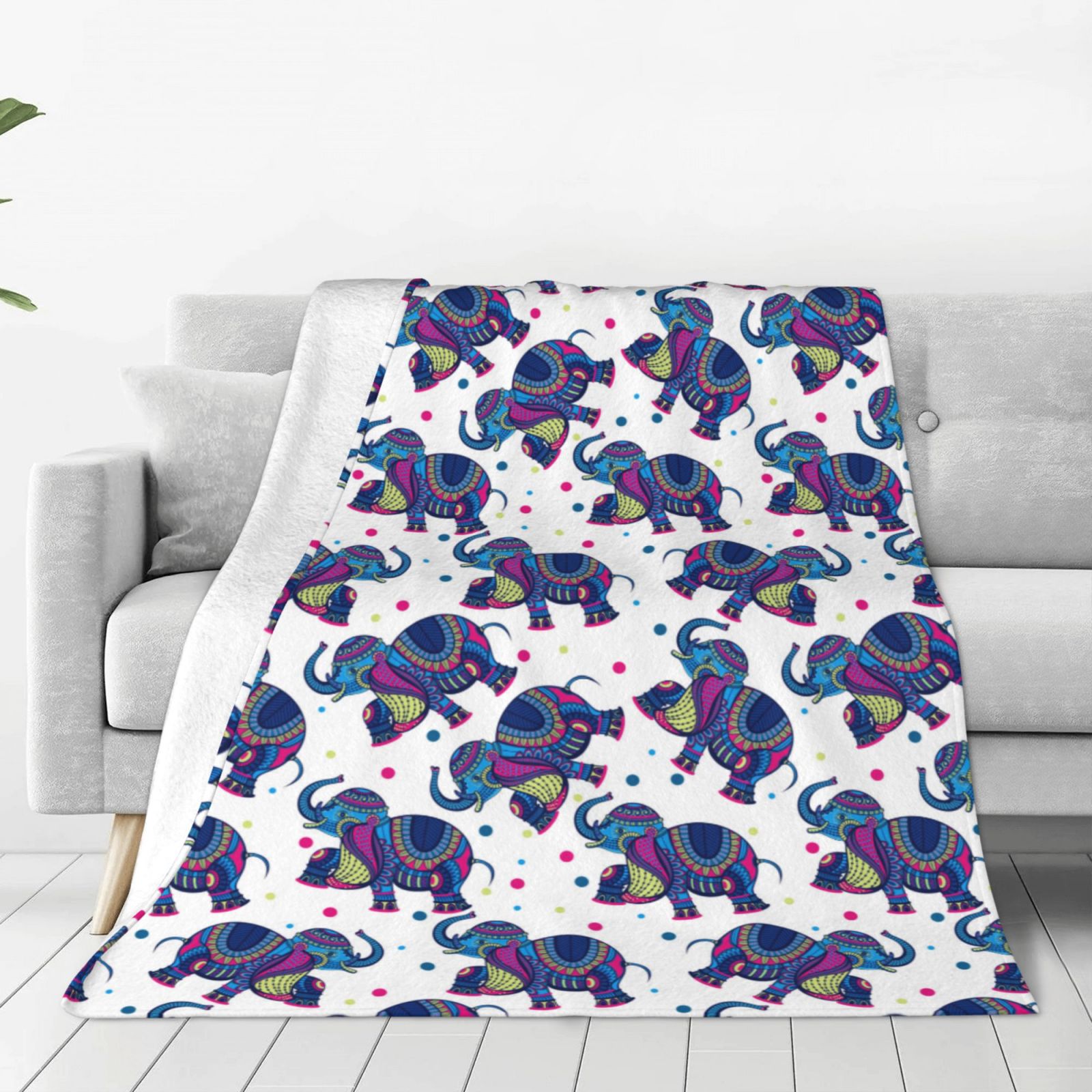 Bingfone Boho elephant Print Flannel Fleece Blanket Throw Blanket for ...