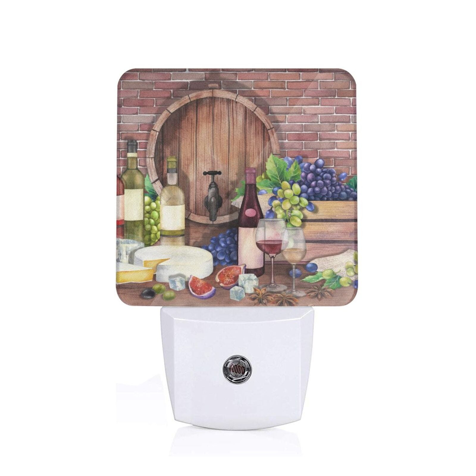 Bingfone Bottle Glass Red Wine Print Night Lights Plug into Wall,Dusk ...