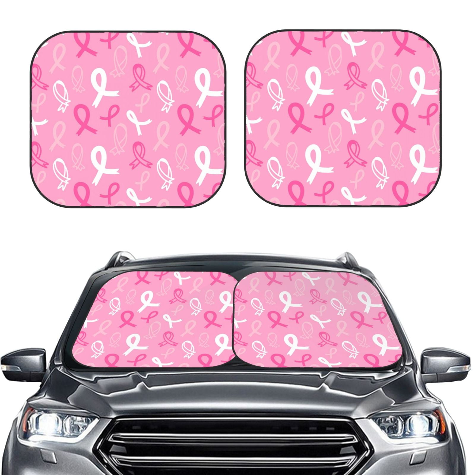 Bingfone Breast Cancer Awareness (3) Print 2-Piece Sun Shade Front ...