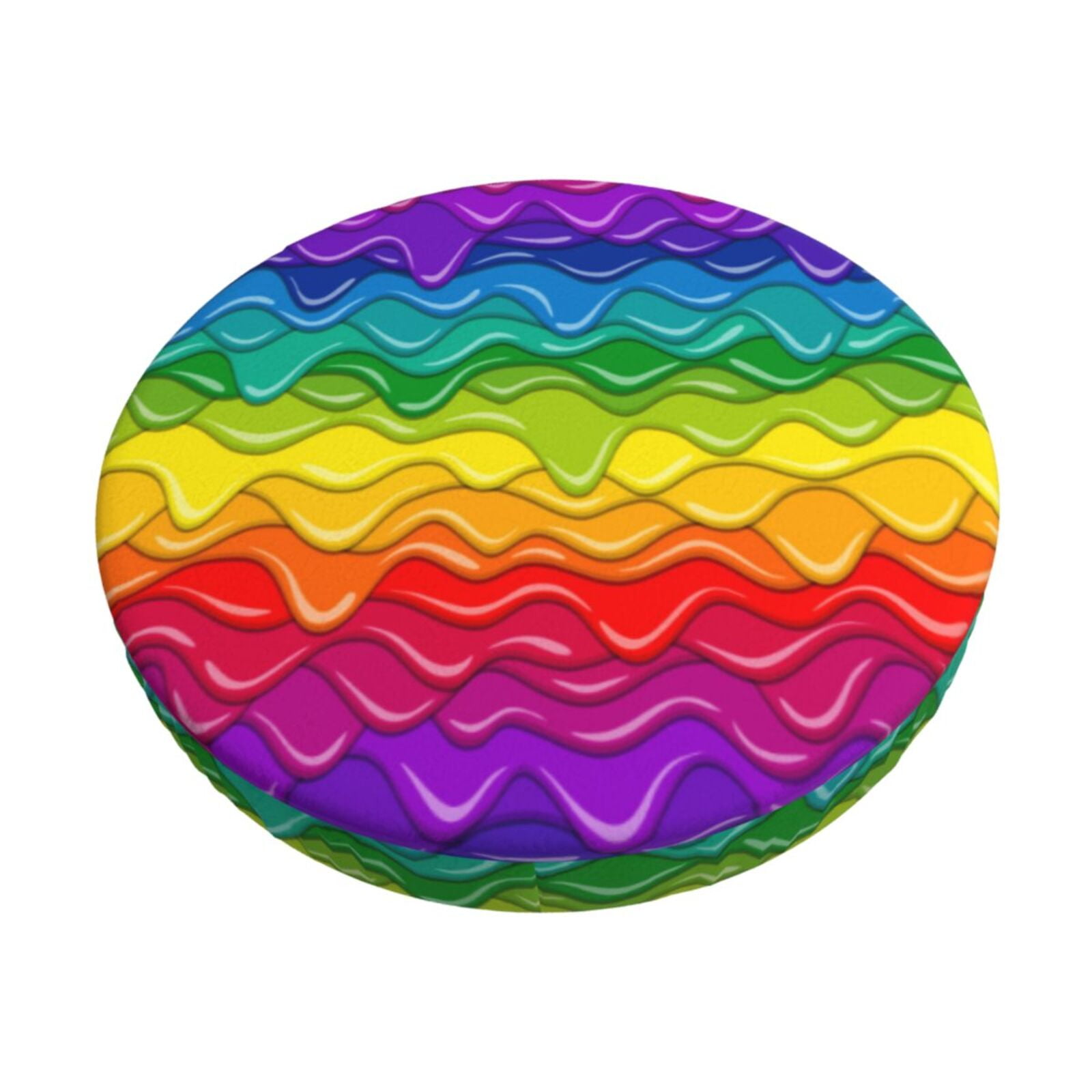 Bingfone Bright Rainbow Padded Round Bar Stool Cover Cushion with ...