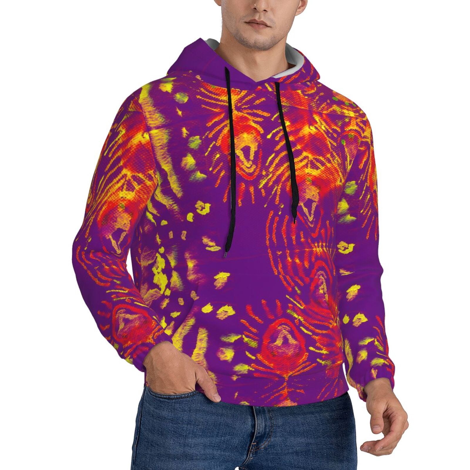 Bingfone Bright Textured Animal Men's Drawstring Hoodie Long Sleeve ...