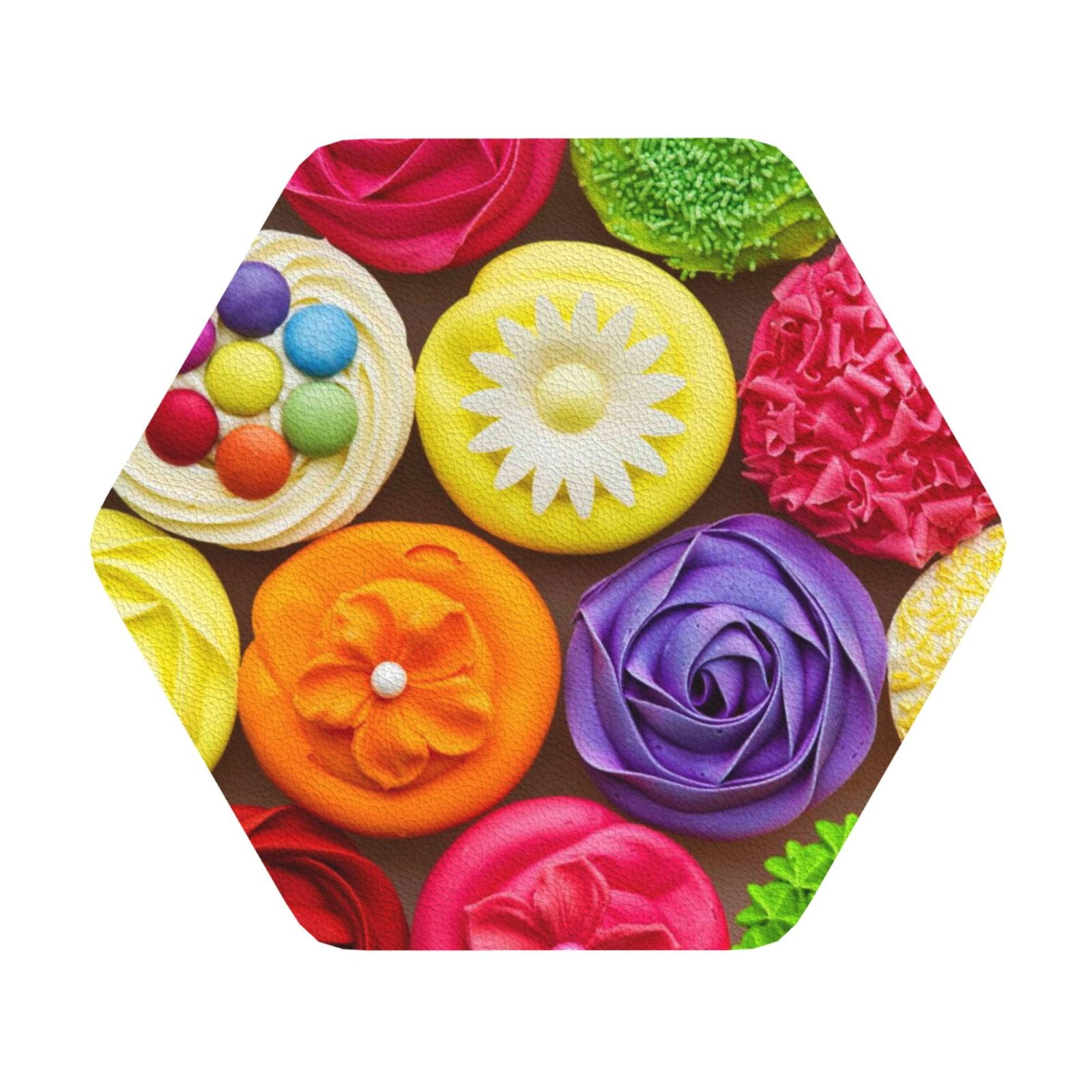 Bingfone Brightly Colored Cupcakes Personalized Coaster Set 4 For ...