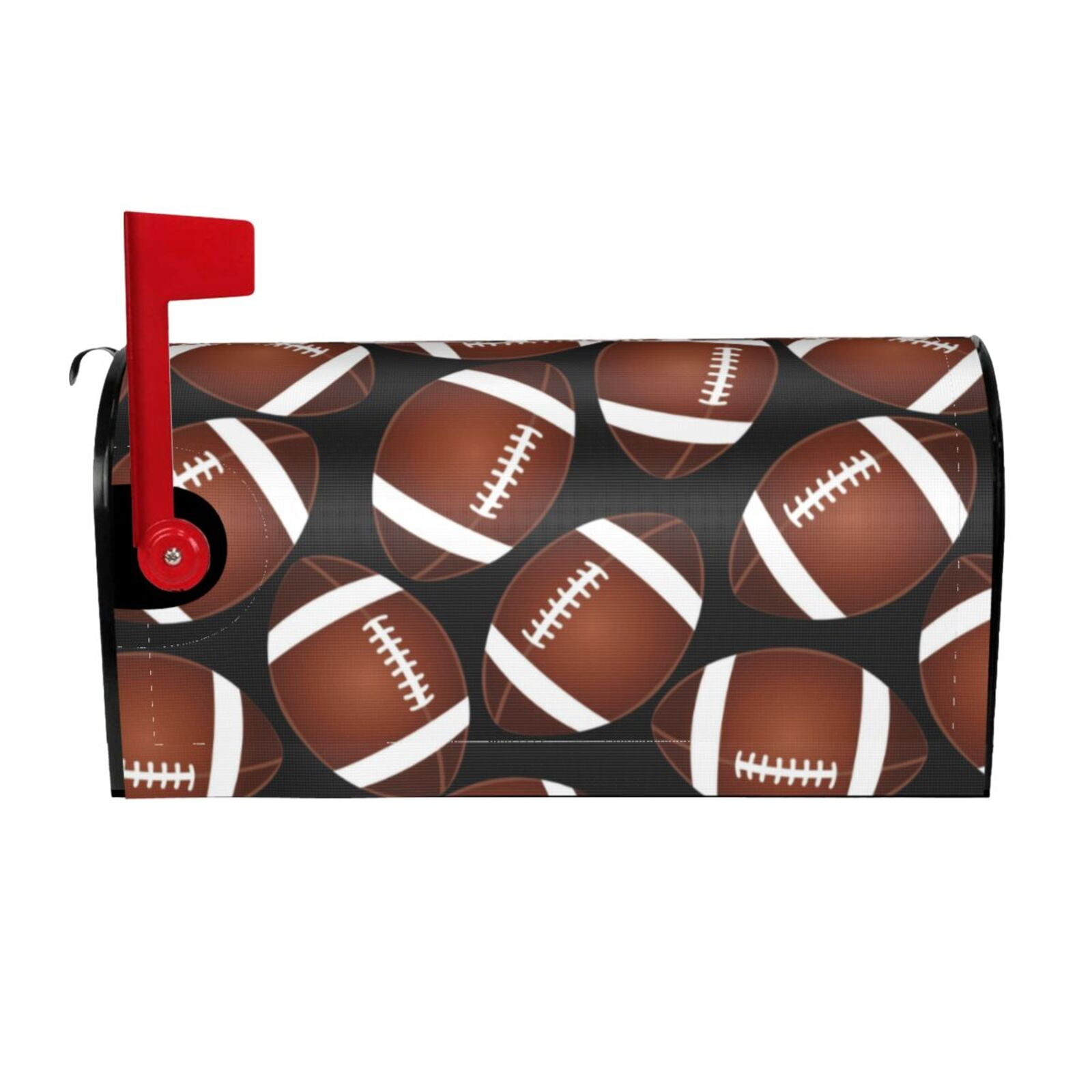 Bingfone Brown Football On Black Magnetic Mailbox Cover Standard Size ...