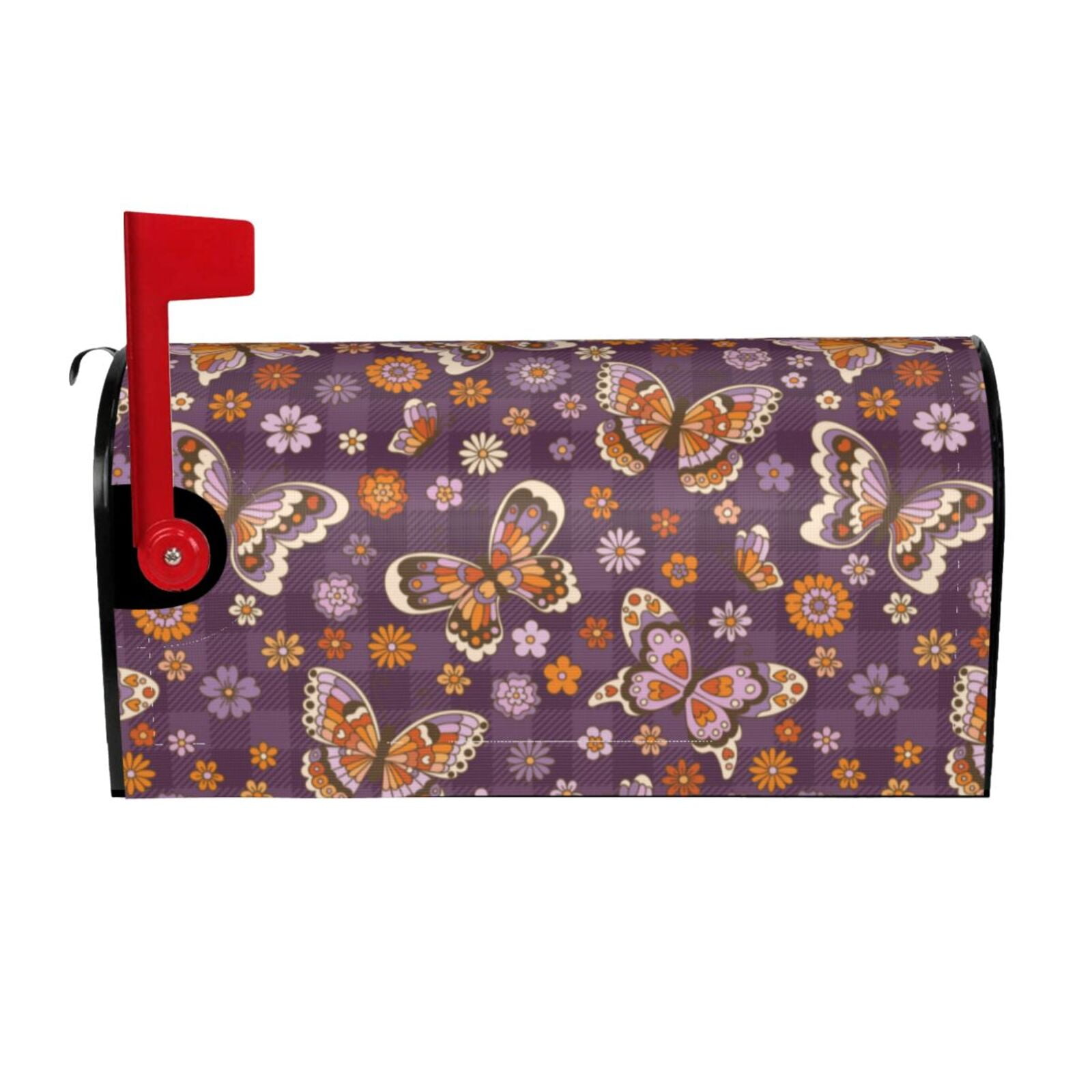 Bingfone Buffalo Plaid And Butterflys Magnetic Mailbox Cover Standard ...