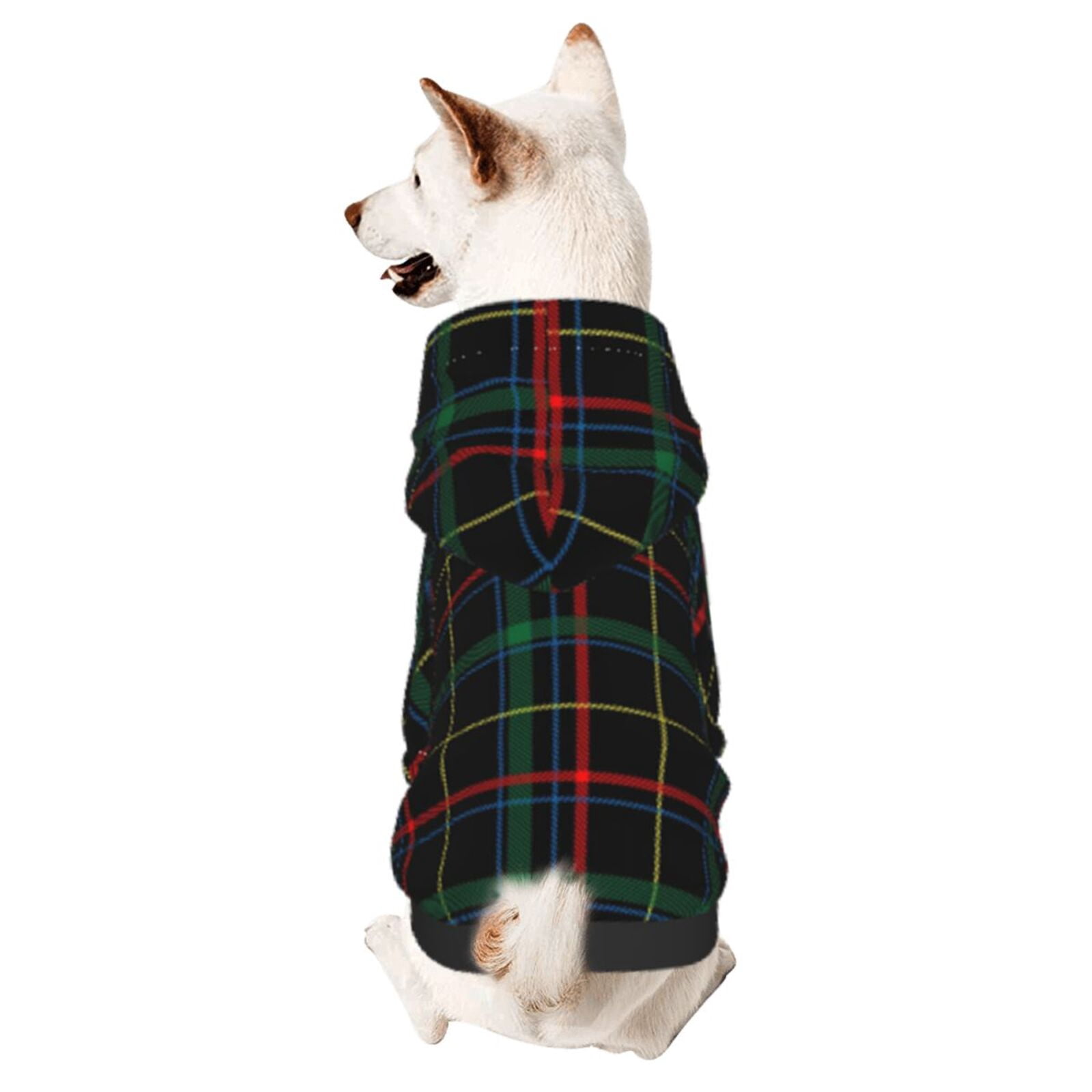 Bingfone Buffalo Plaid Dark Green Dog Clothes Hoodie, Pet Winter Coat ...