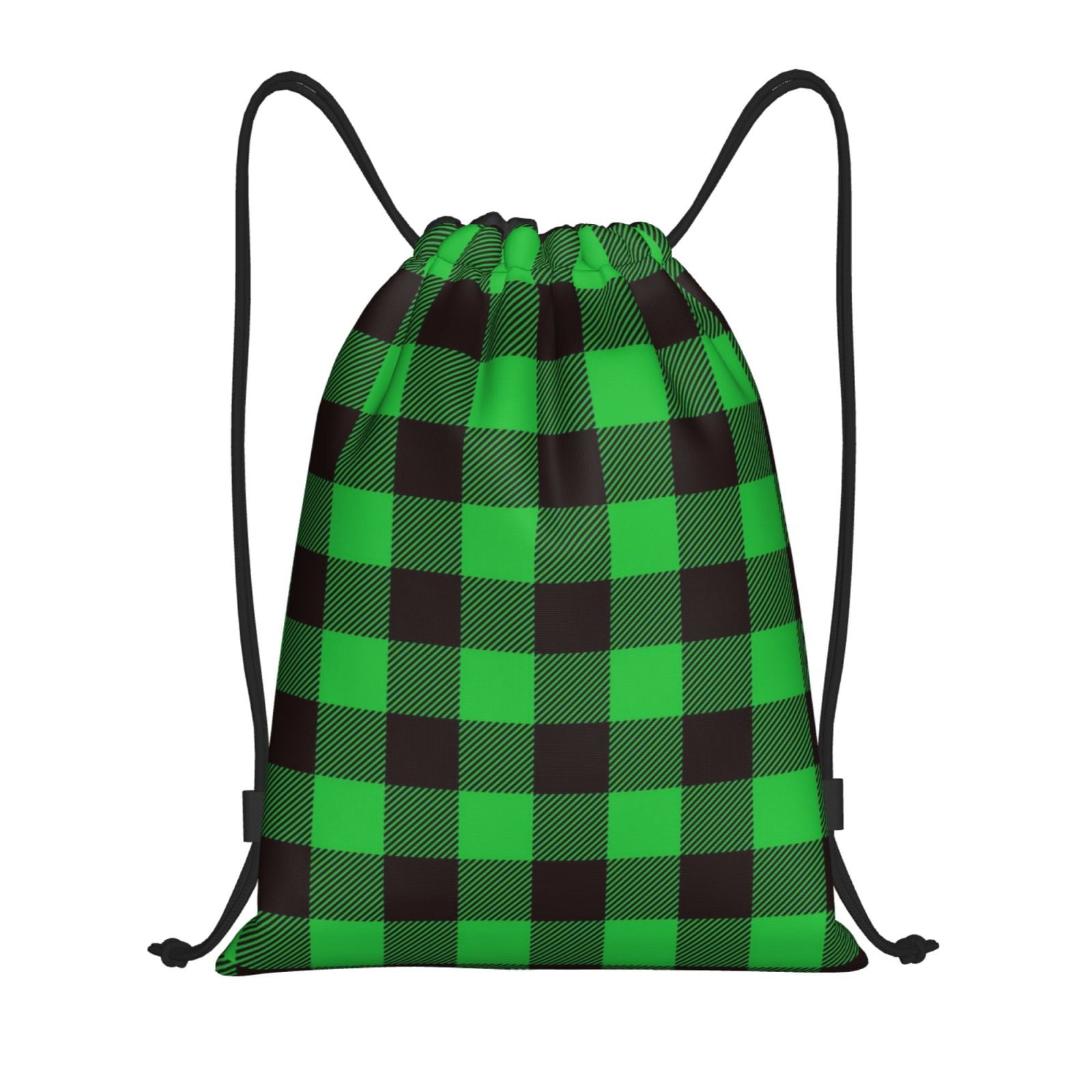 Bingfone Buffalo Plaid Green Black Drawstrings Backpacks Bags For Men ...