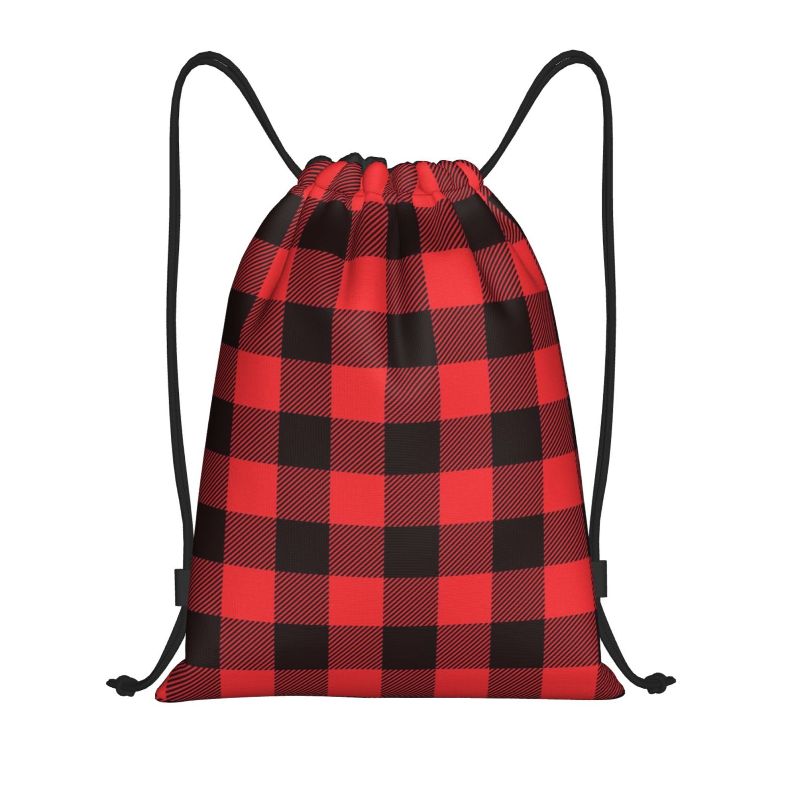 Bingfone Buffalo Plaid Red Black Drawstrings Backpacks Bags For Men ...