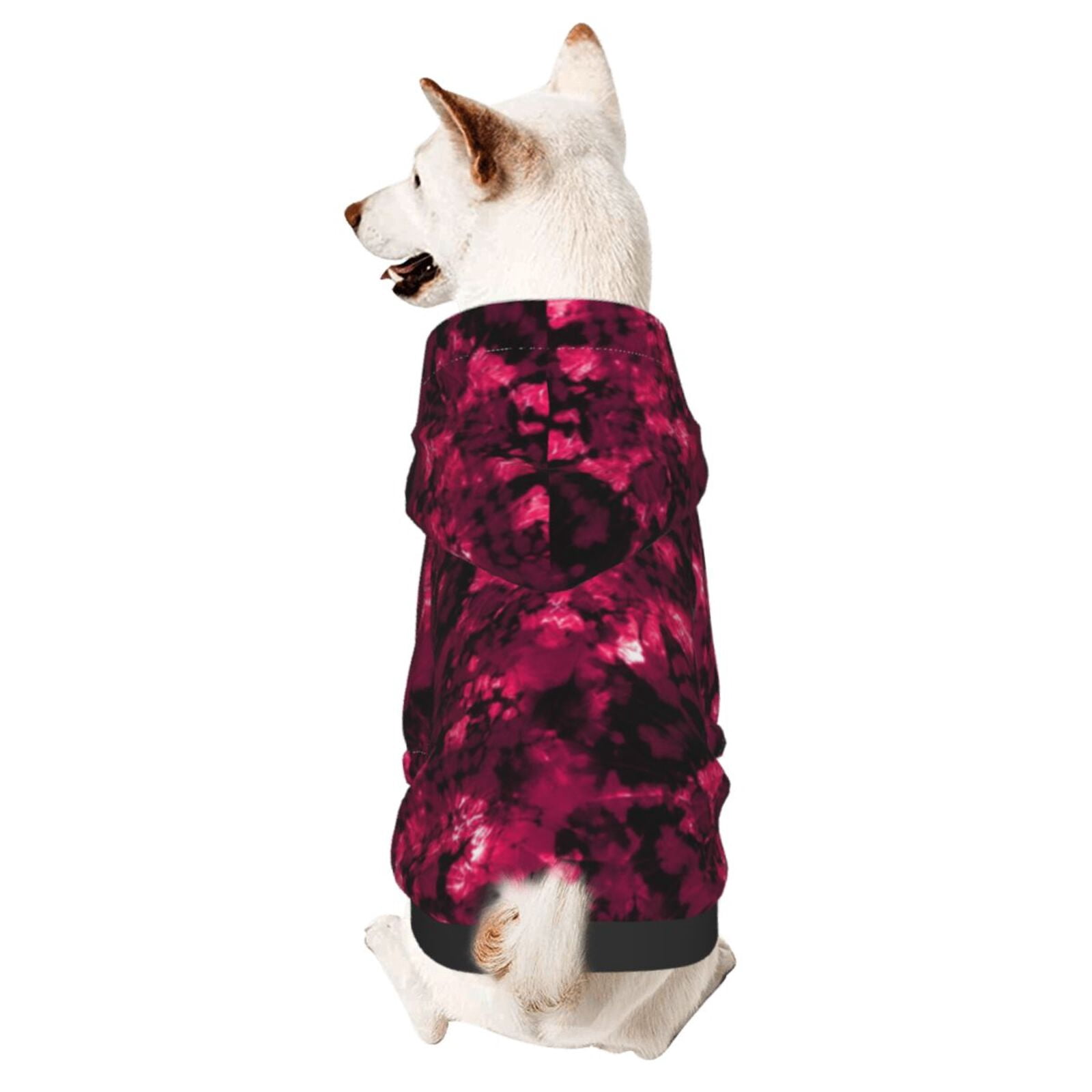 Bingfone Burgundy Tie Dye Dog Clothes Hoodie, Pet Winter Coat,Puppy ...