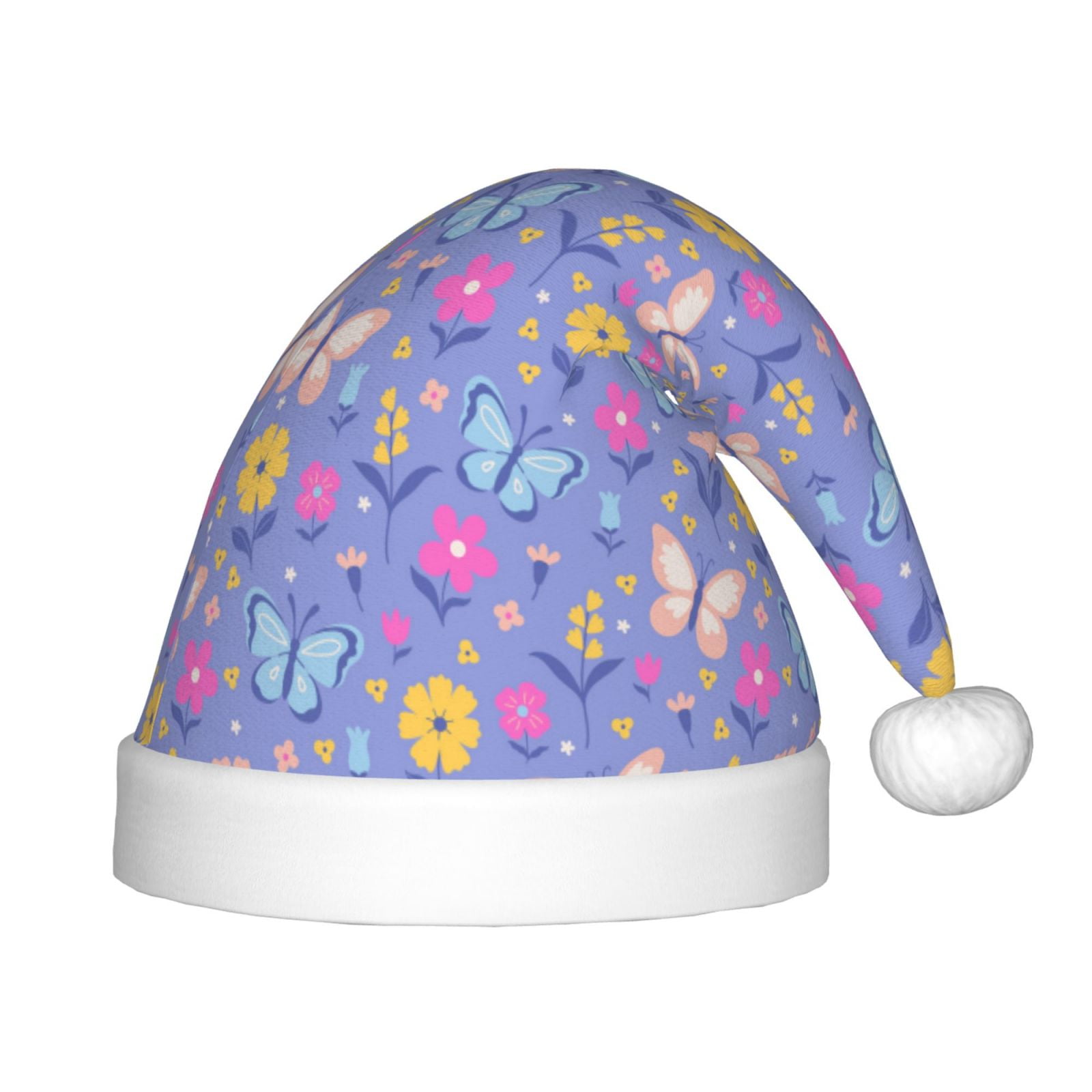 Bingfone Butterflies And Flowers for Kids Christmas Hat Santa Hat for ...