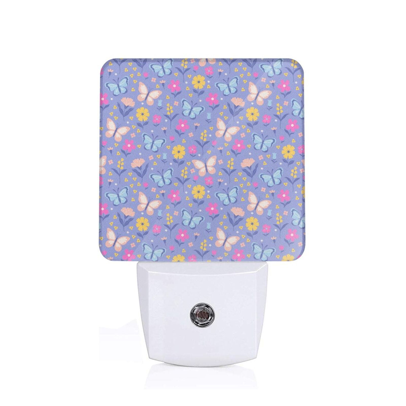 Bingfone Butterflies And Flowers Print Night Lights Plug into Wall,Dusk ...