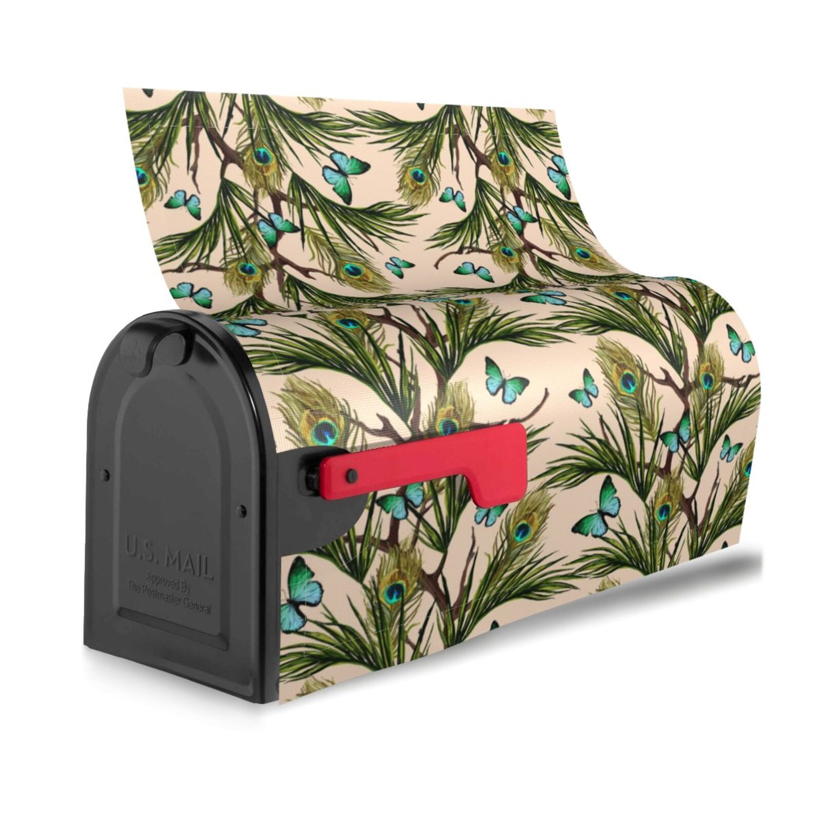 Bingfone Butterflies And Peacock Feathers Magnetic Mailbox Cover ...
