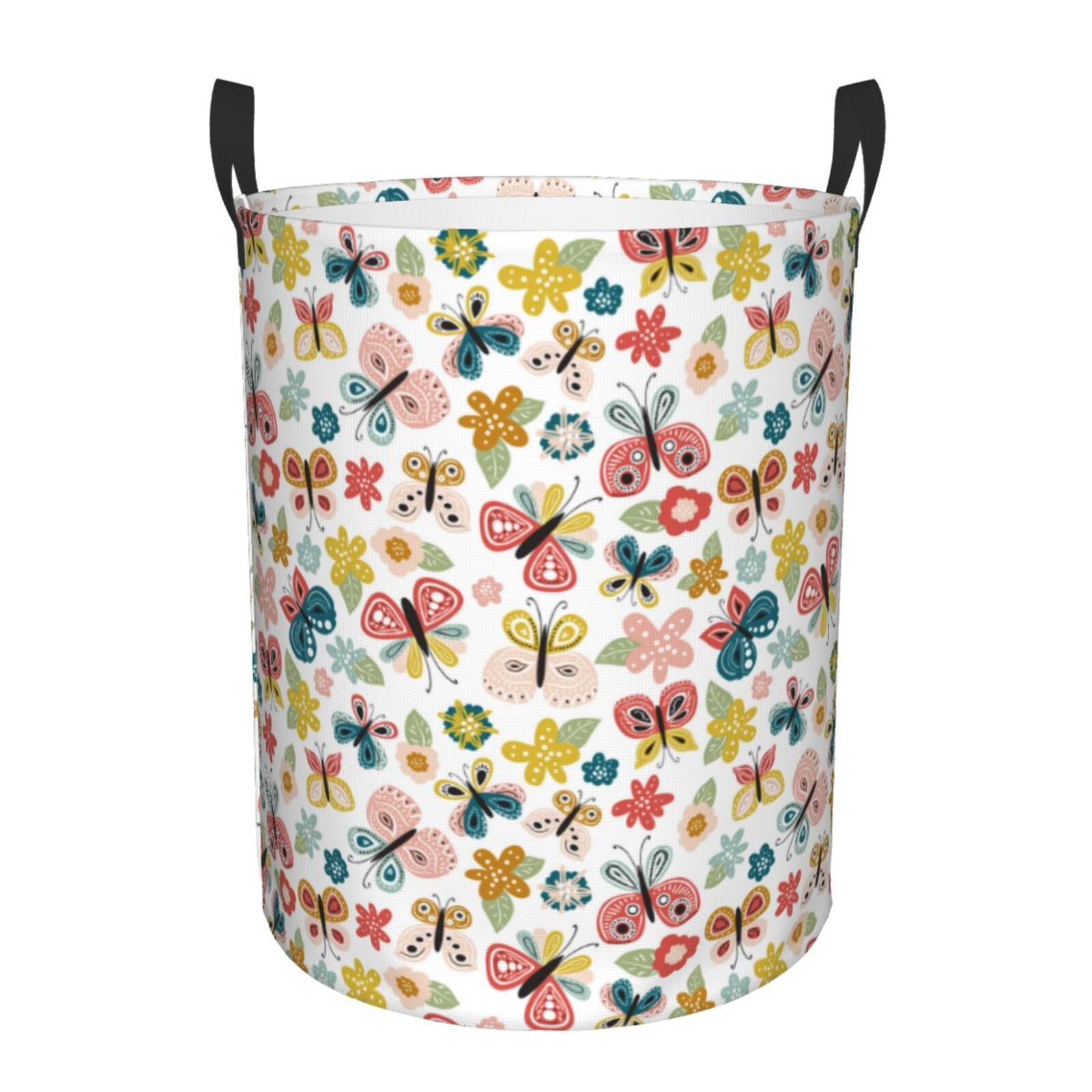 Bingfone Butterfly Flowers Waterproof Foldable Laundry Hamper Bucket ...