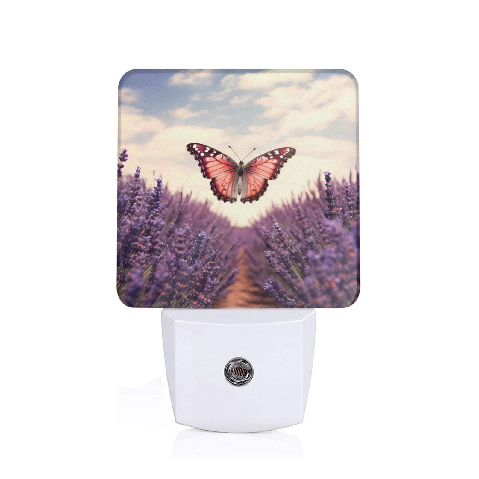 Bingfone Butterfly Over Lavender Print Night Lights Plug into Wall,Dusk ...