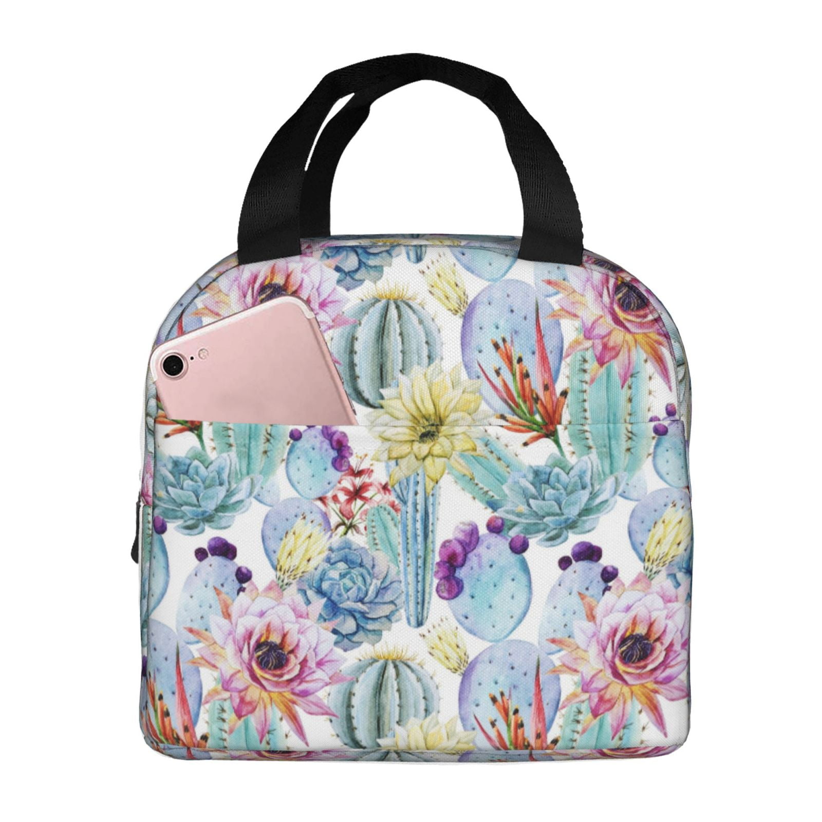 Bingfone Cactus Print Lunch Bag Insulated Lunch Box, Small Leakproof ...