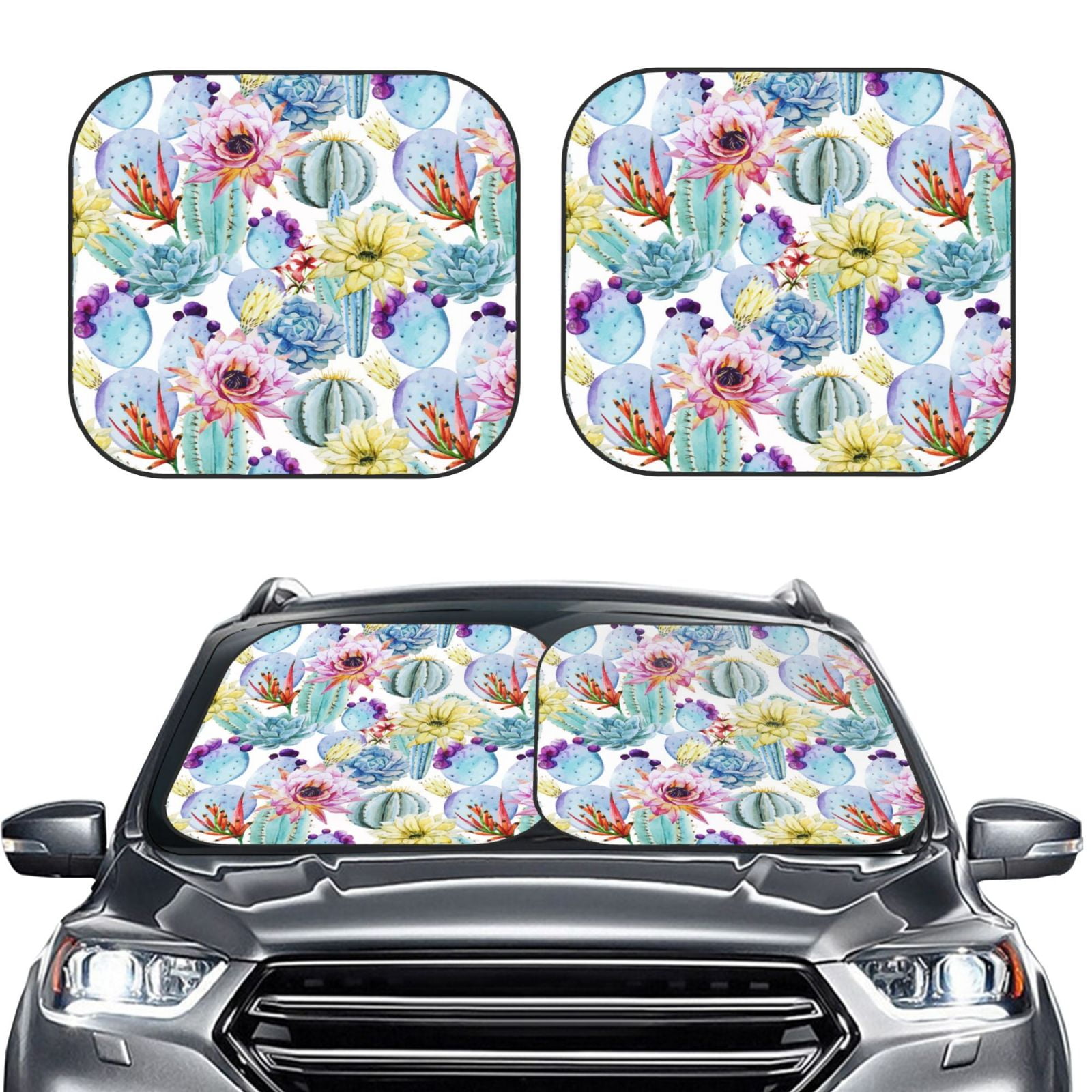 Bingfone Cactus1 Windshield Sun Shade 2-Piece Foldable Car Front Window ...