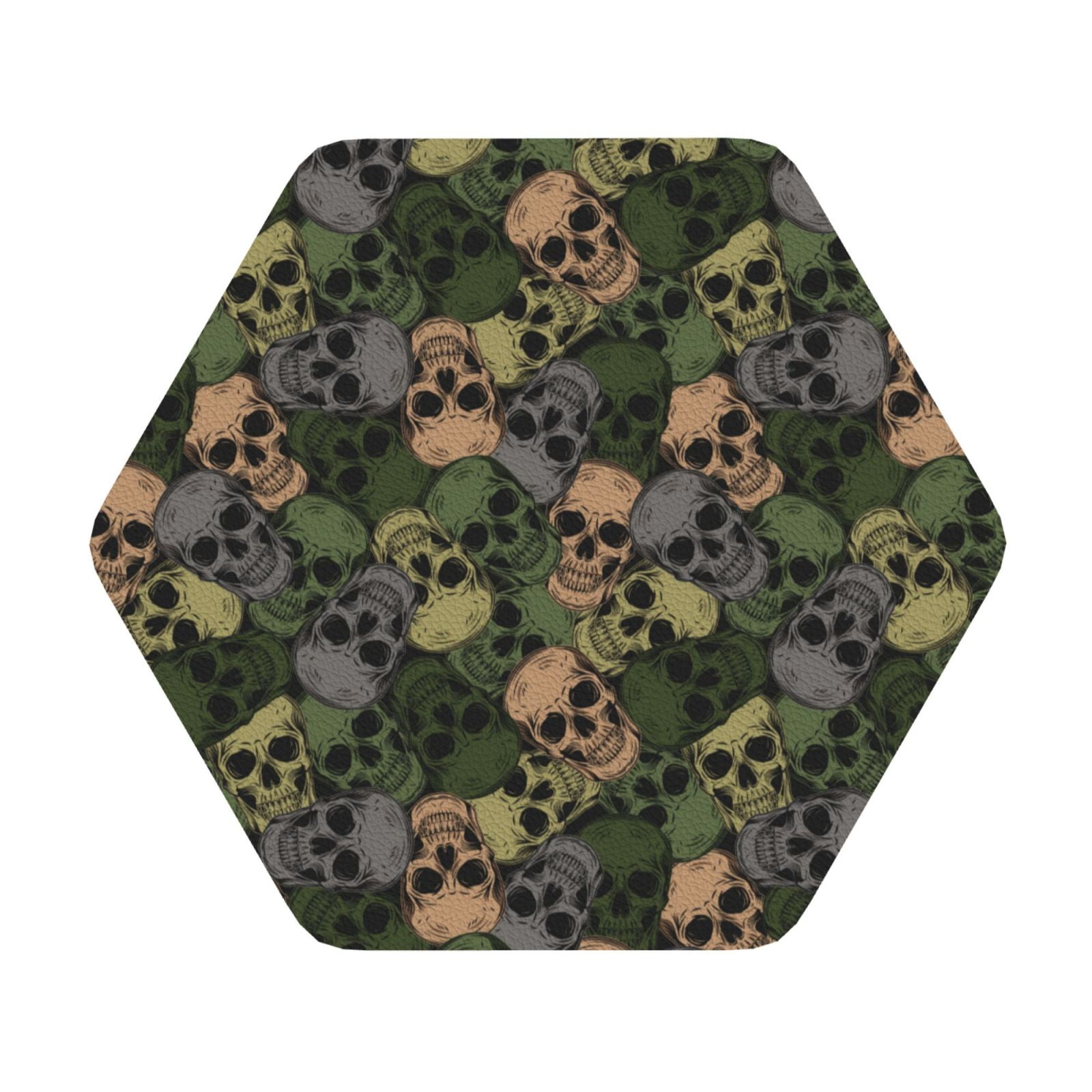 Bingfone Camouflage Skulls Personalized Coaster Set 4 for Drinks Coffee Table Bar Beer Wine Cup ...