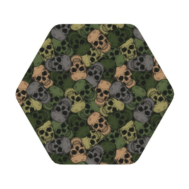 Bingfone Camouflage Skulls Personalized Coaster Set 4 for Drinks Coffee Table Bar Beer Wine Cup ...