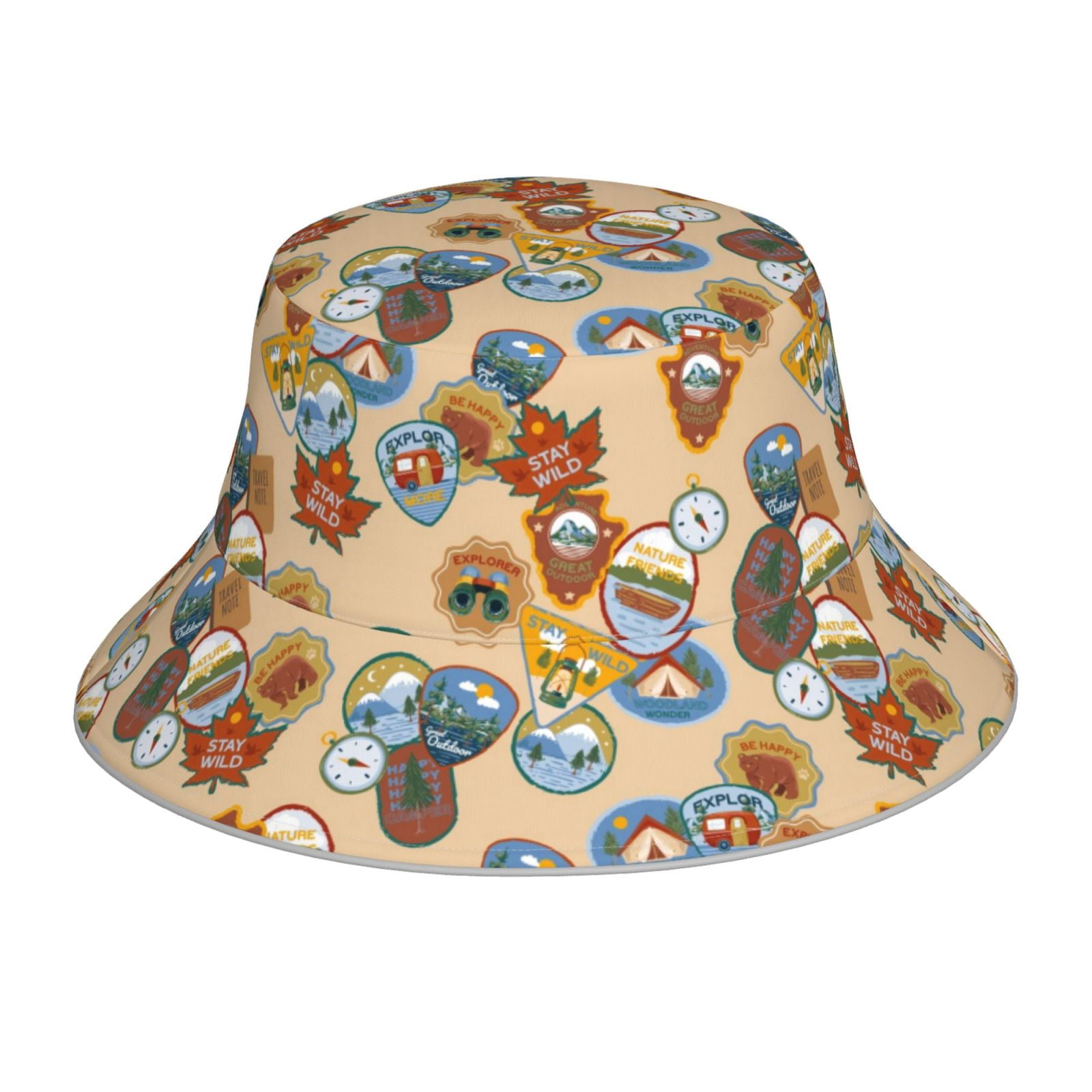 Bingfone Camp Badge Bucket Hat for Men Women,Packable Reversible ...