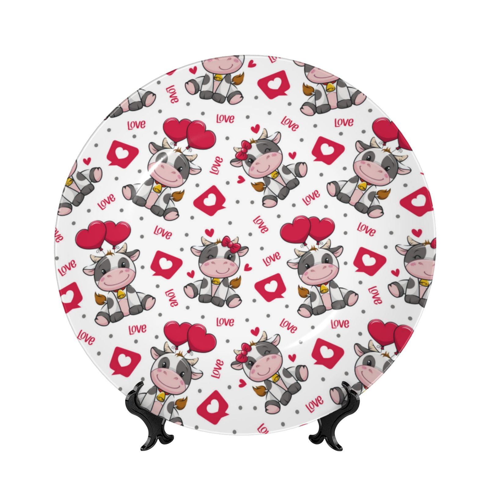Bingfone Caring Cow Print Bone China Dinner Decorative Plates,Handmade ...