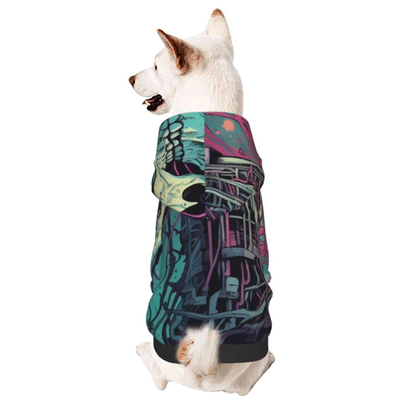 Bingfone Cartoon Art Skull Dog Clothes Hoodie, Pet Winter Coat,Puppy ...