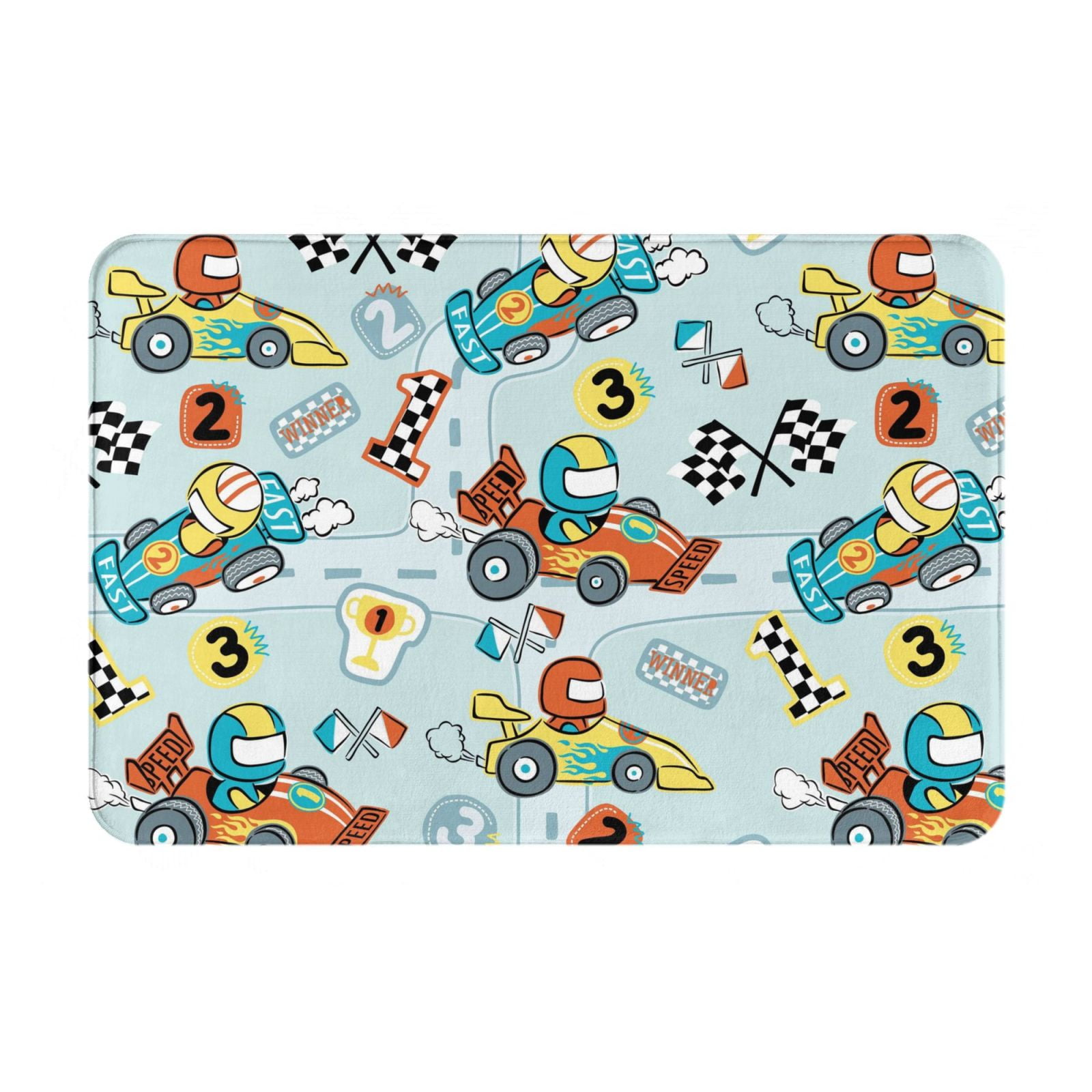 Bingfone Cartoon Car Racing Door Mat 16"X24" Front Entrance Non-Slip ...