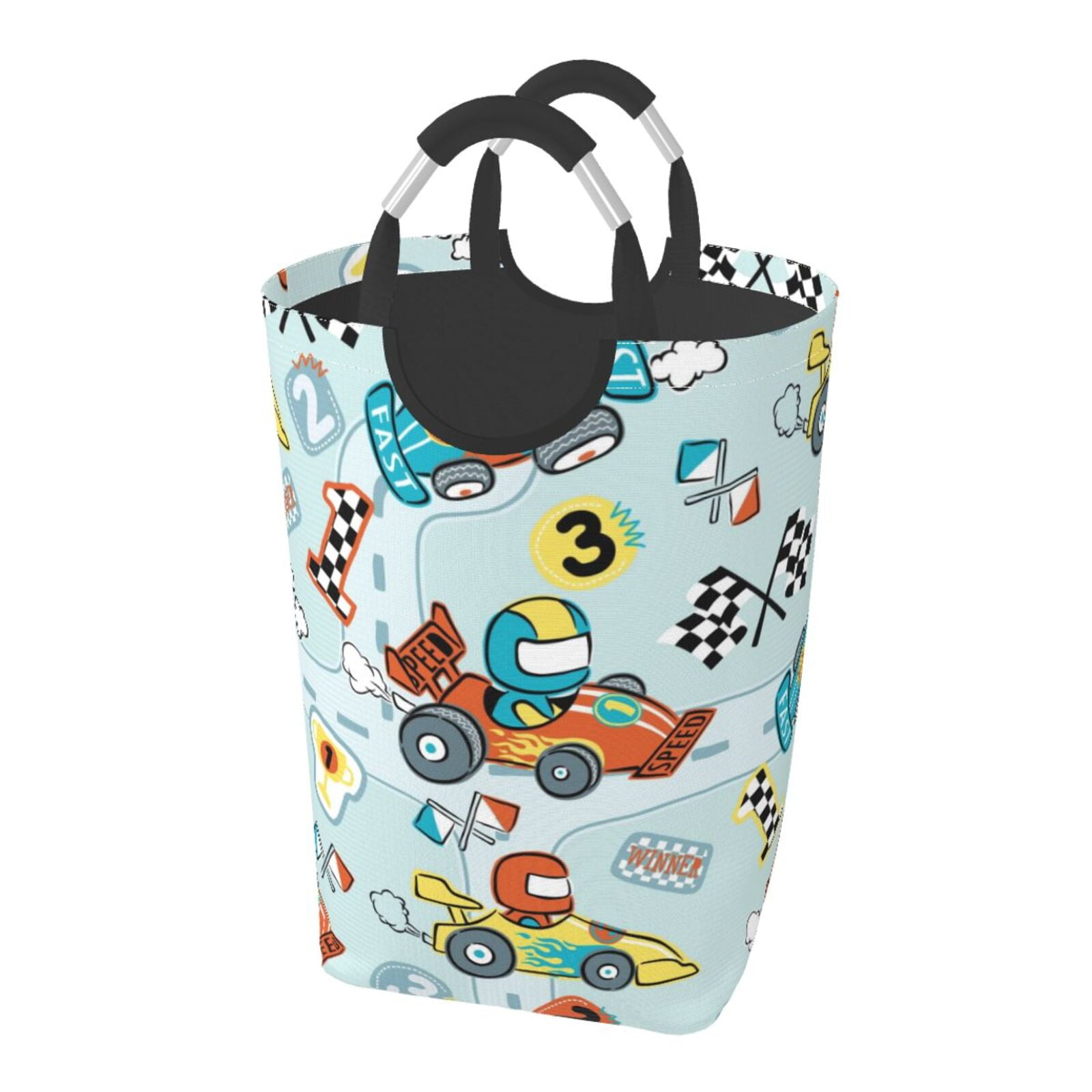 Bingfone Cartoon Car Racing Laundry Hamper,Large Canvas Fabric ...