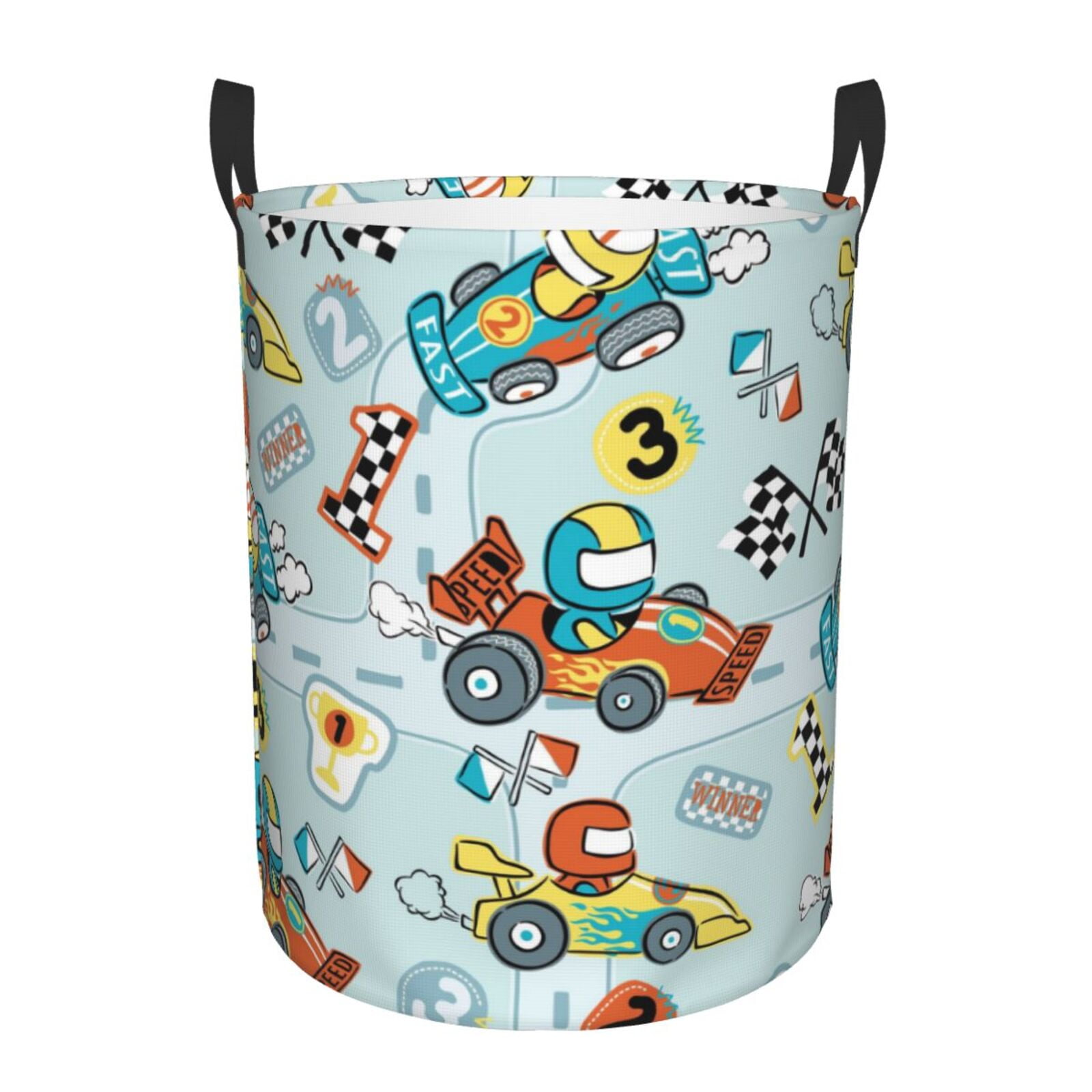 Bingfone Cartoon Car Racing Waterproof Foldable Laundry Hamper Bucket ...