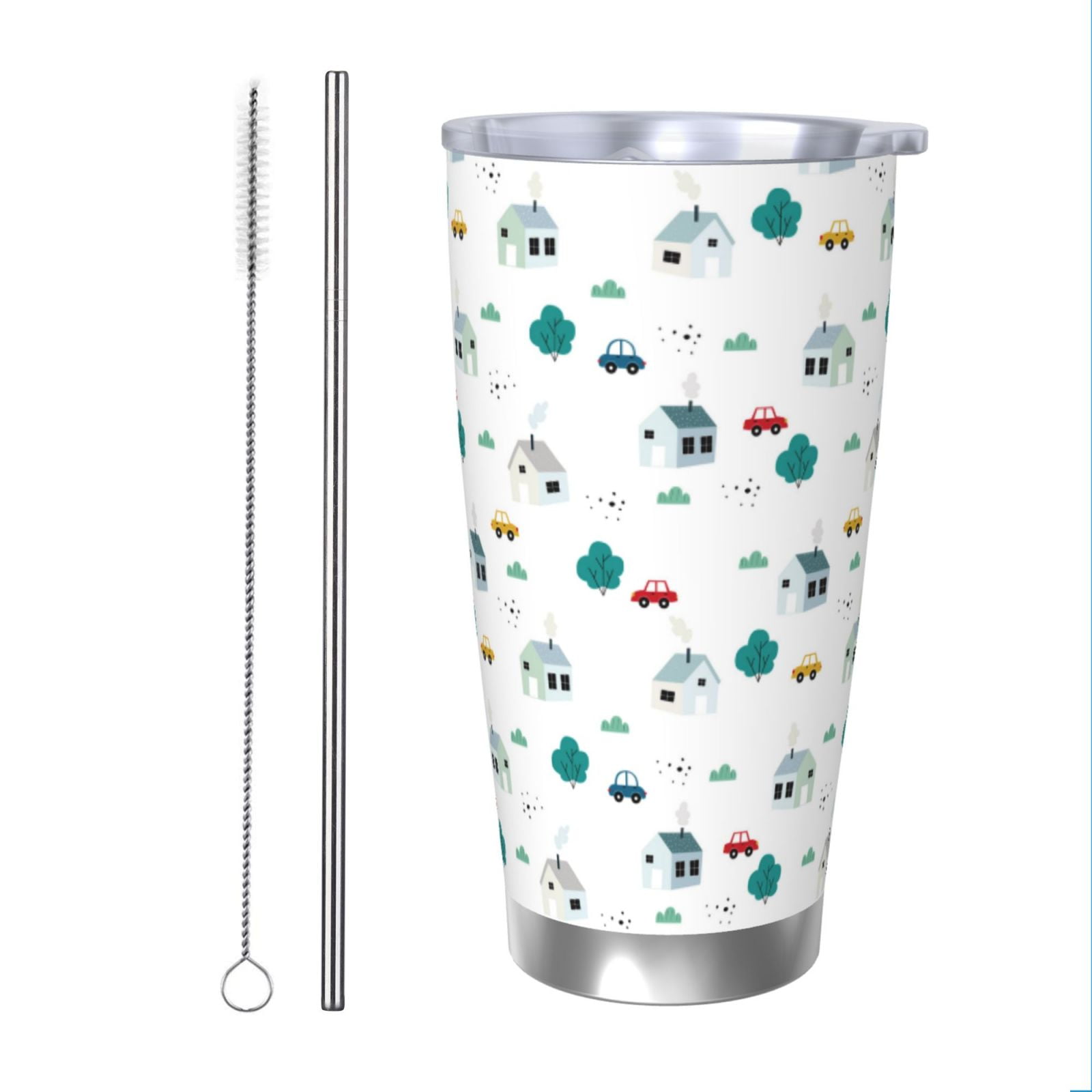 Bingfone Cartoon House Car for 20 Oz Stainless Steel Travel Mug Double ...