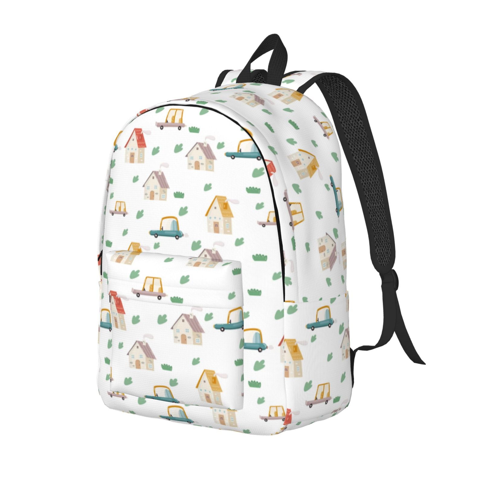 Bingfone Cartoon House Print Canvas College Laptop Backpack, Large ...